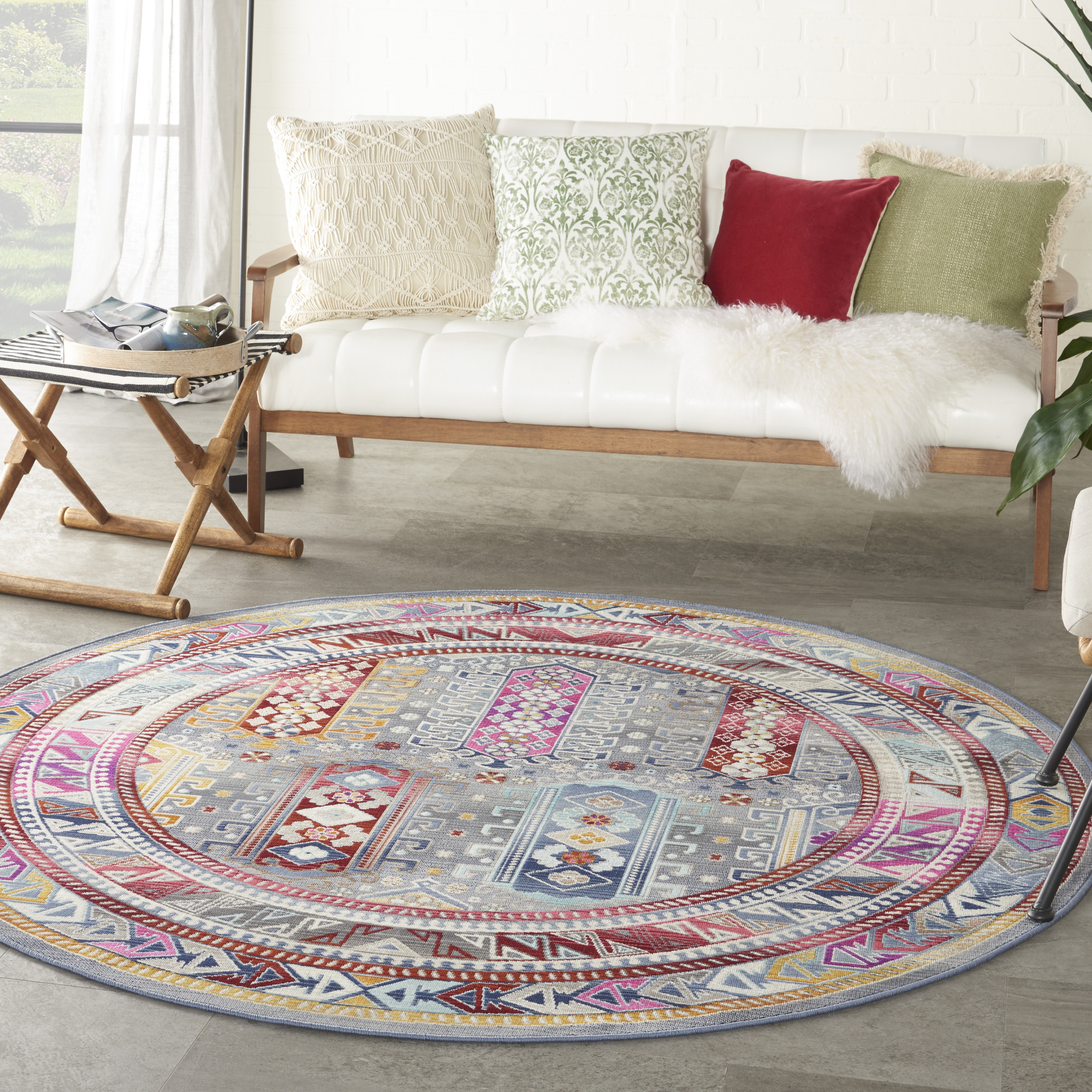 Nourison Vintage Kashan VKA06-GYMTC-6'Round 6' Grey/Multi Round Rug ...