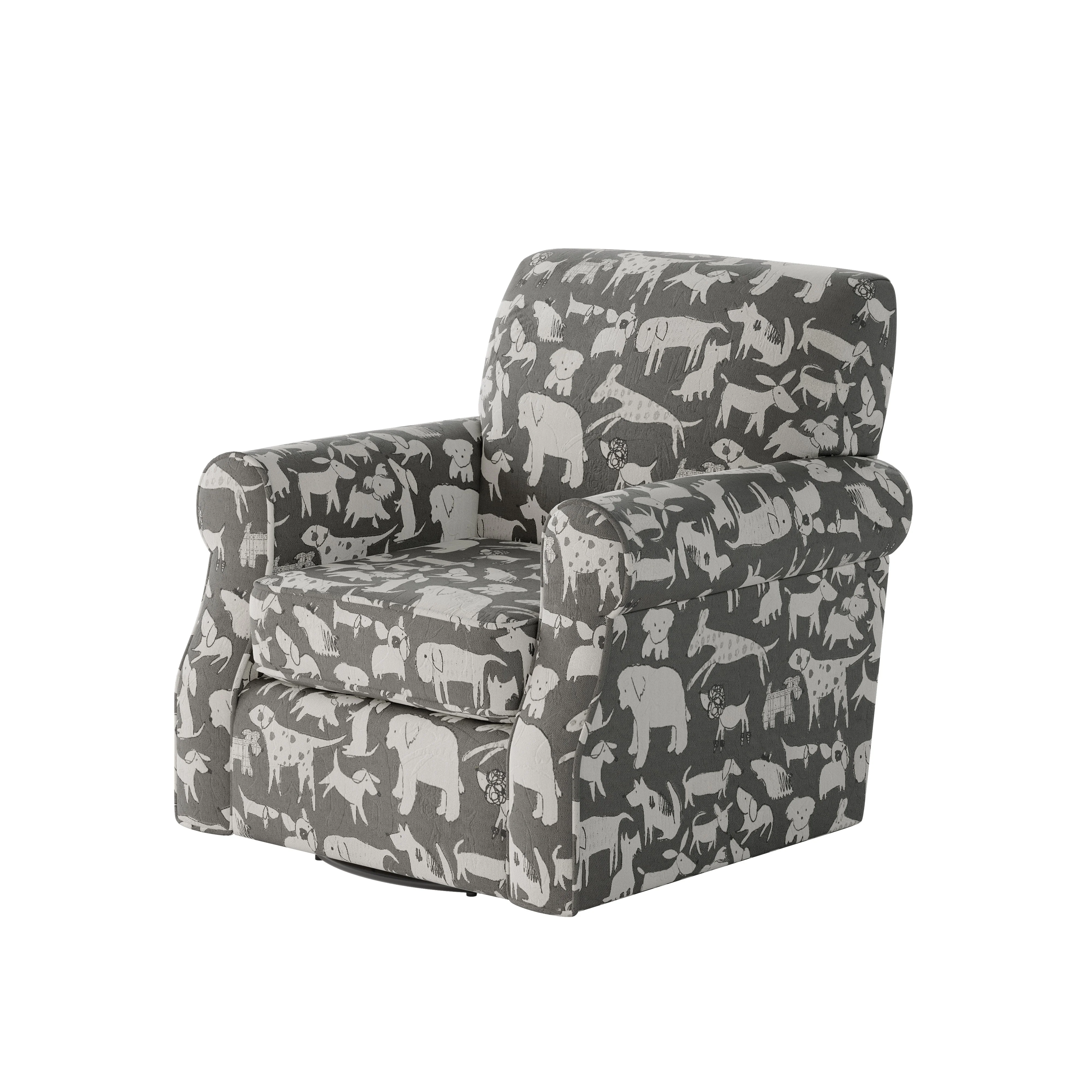 Fusion Furniture Grab A Seat 602S-C Doggie Graphite Swivel Chair with ...