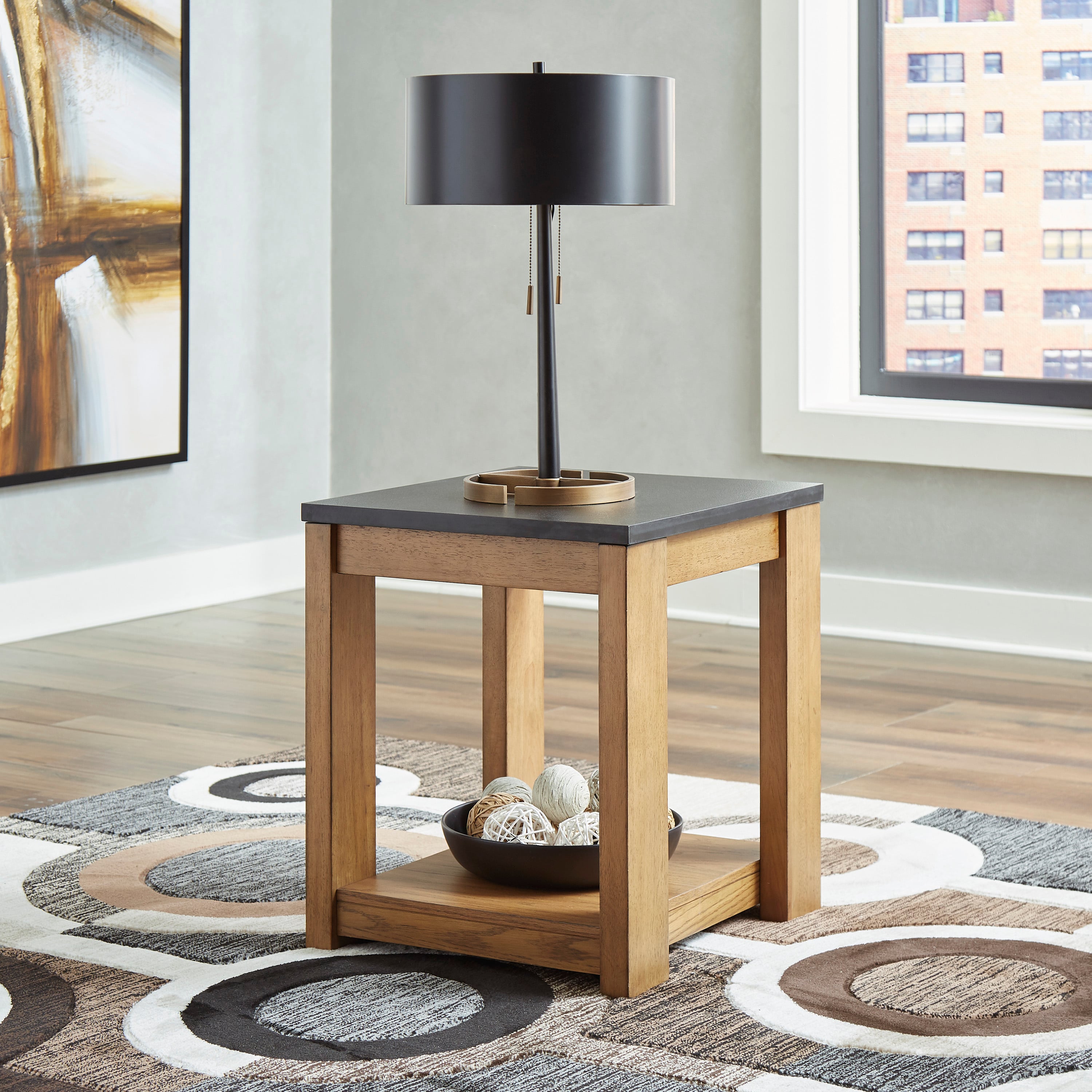 Signature Design by Ashley Quentina T775-3 End Table with Faux Stone ...