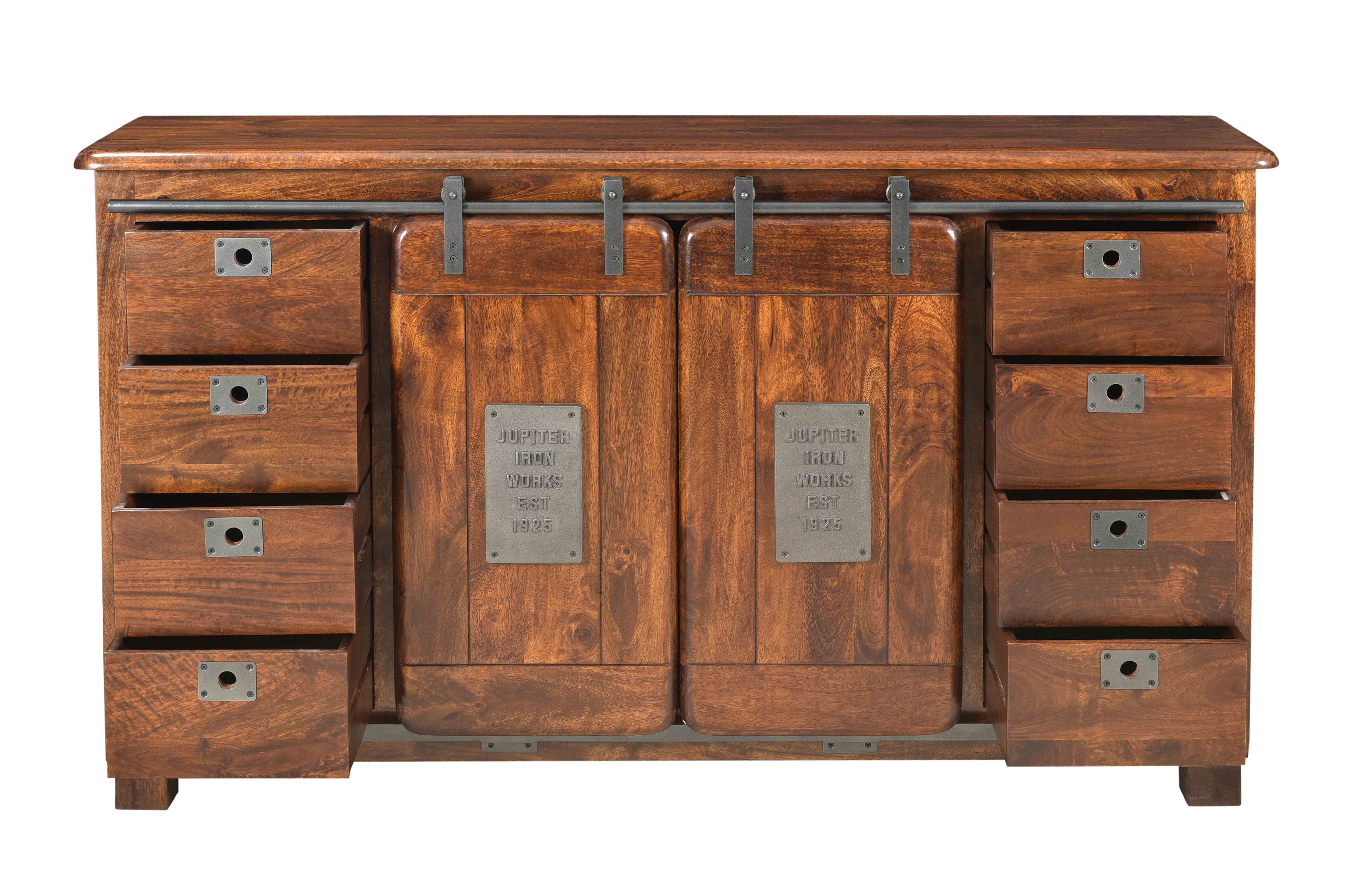 Coast to Coast Brown Two Sliding Door Eight Drawer Media Credenza