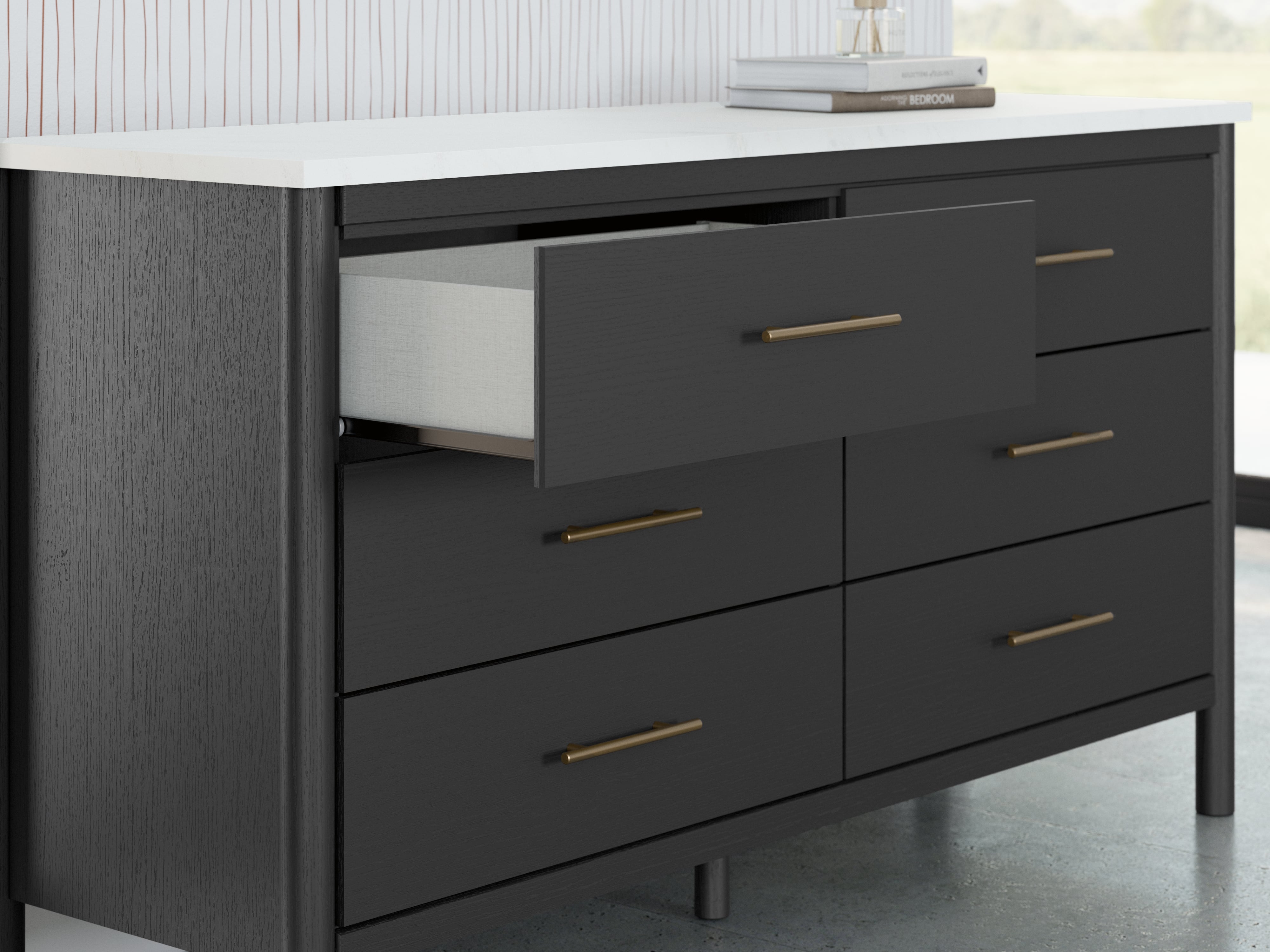 Ashley Signature Design Cadmori B2616-231 6-Drawer Dresser with Marble ...