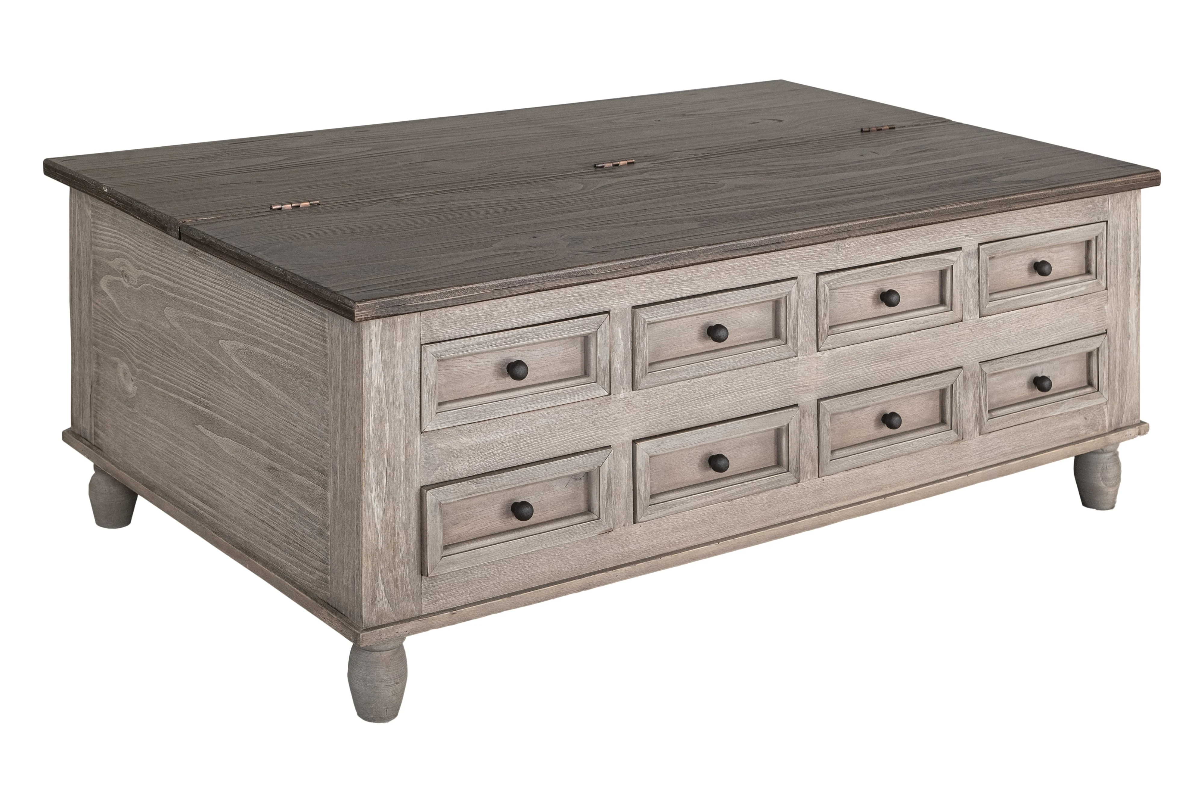 IFD Tornado IFD4491CKTIV Cottage 8-Drawer Coffee Table with Wooden ...