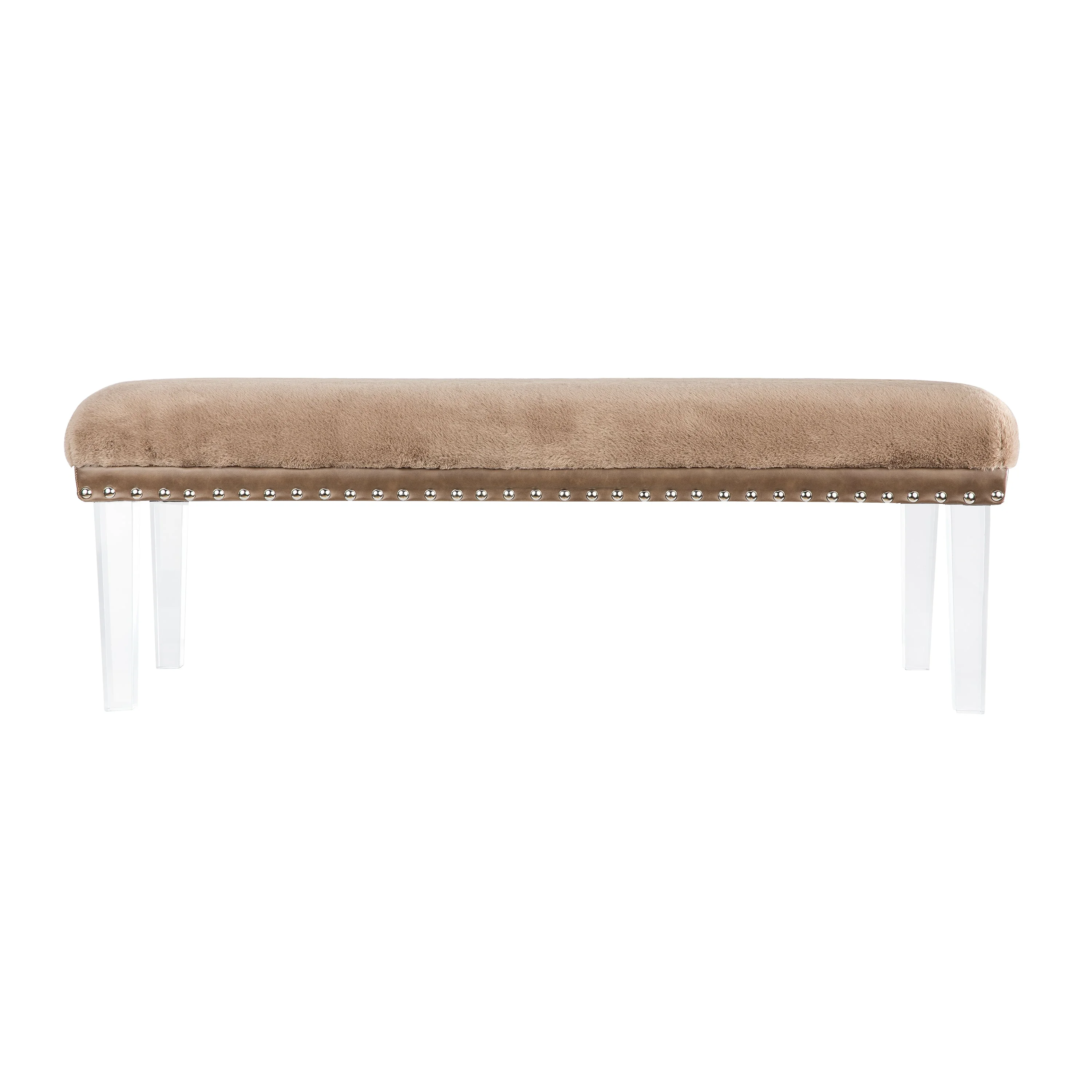 Jofran Brianna BRIANNAKD-BN-MINK Brianna Faux Fur Accent Bench with ...