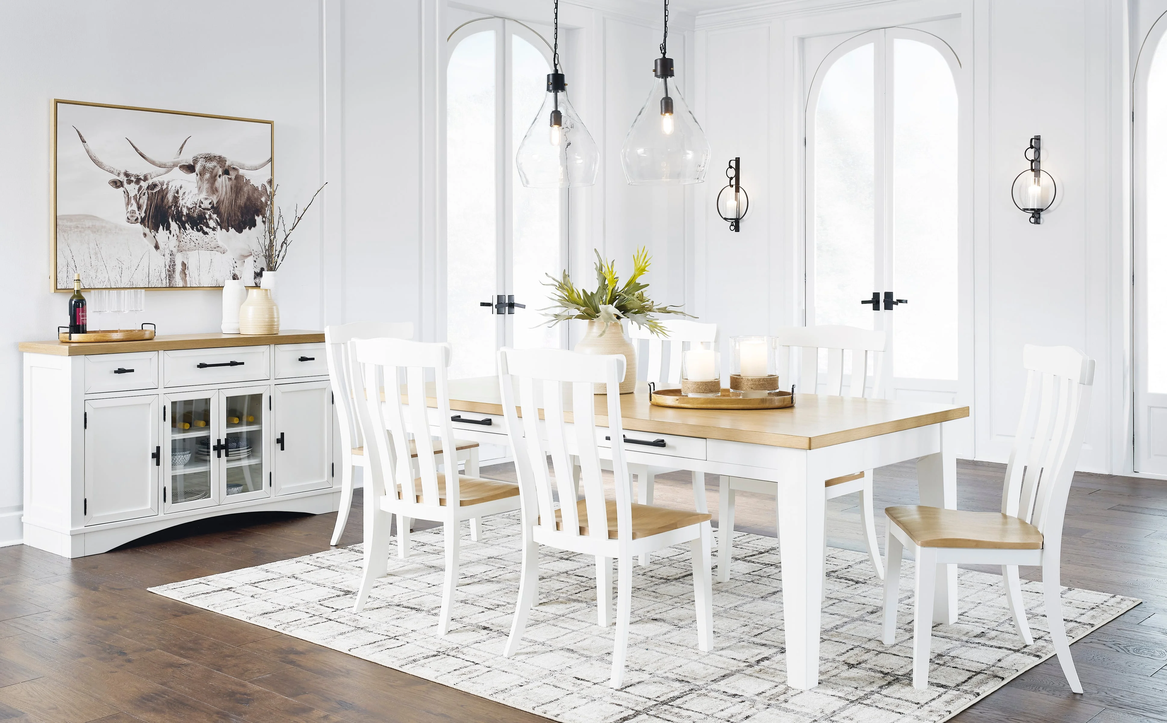 Signature Design by Ashley Ashbryn D844-60x1+D844-25x1+D844-01x6 Dining ...