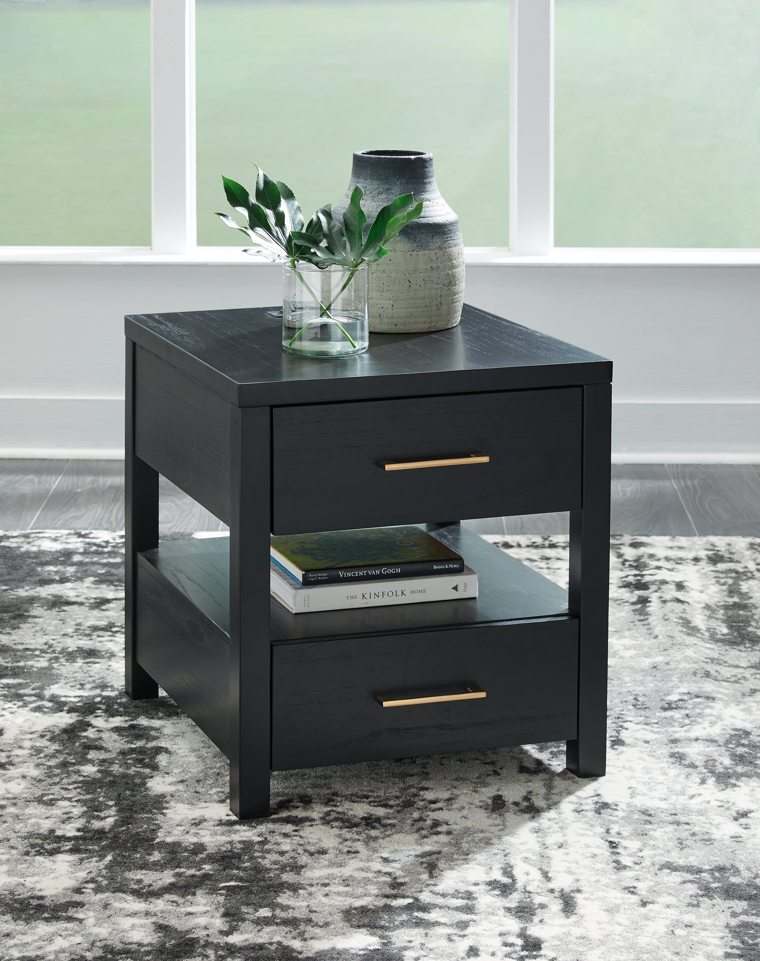 Signature Design by Ashley Winbardi T786-3 Black Rectangular End Table ...