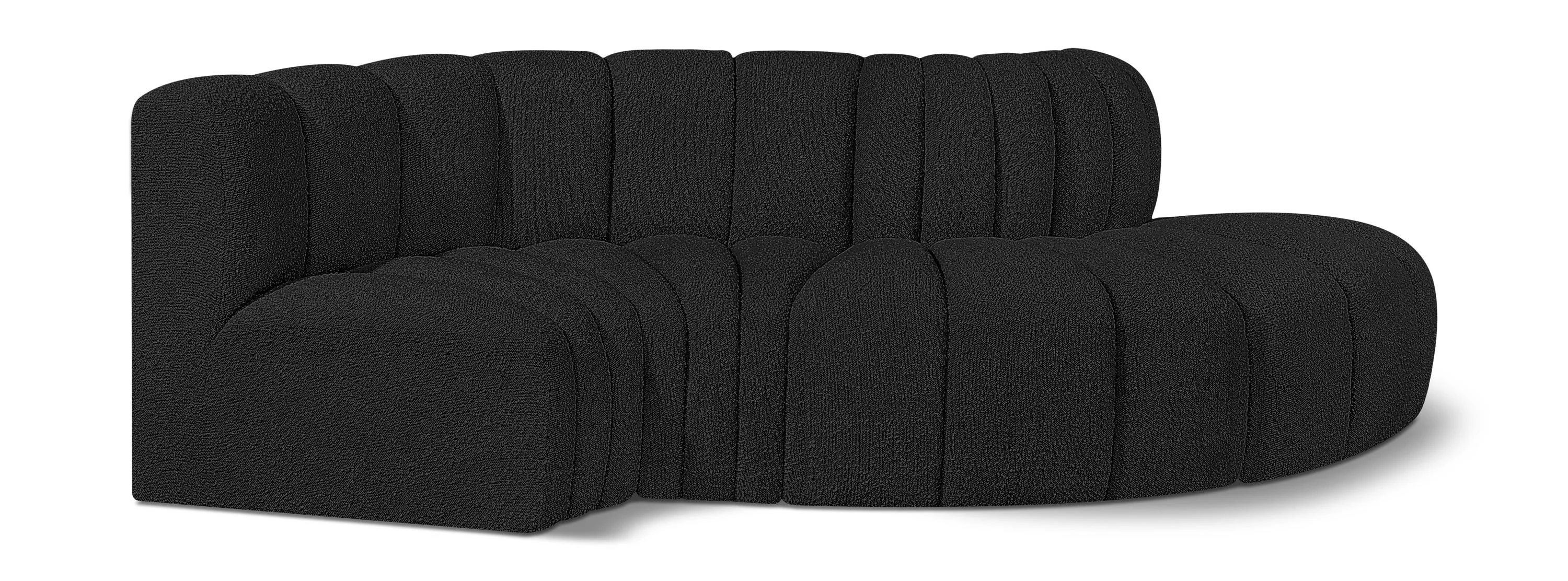 Meridian Furniture Arc 102Black-S4D Arc Black Boucle Fabric Modular ...