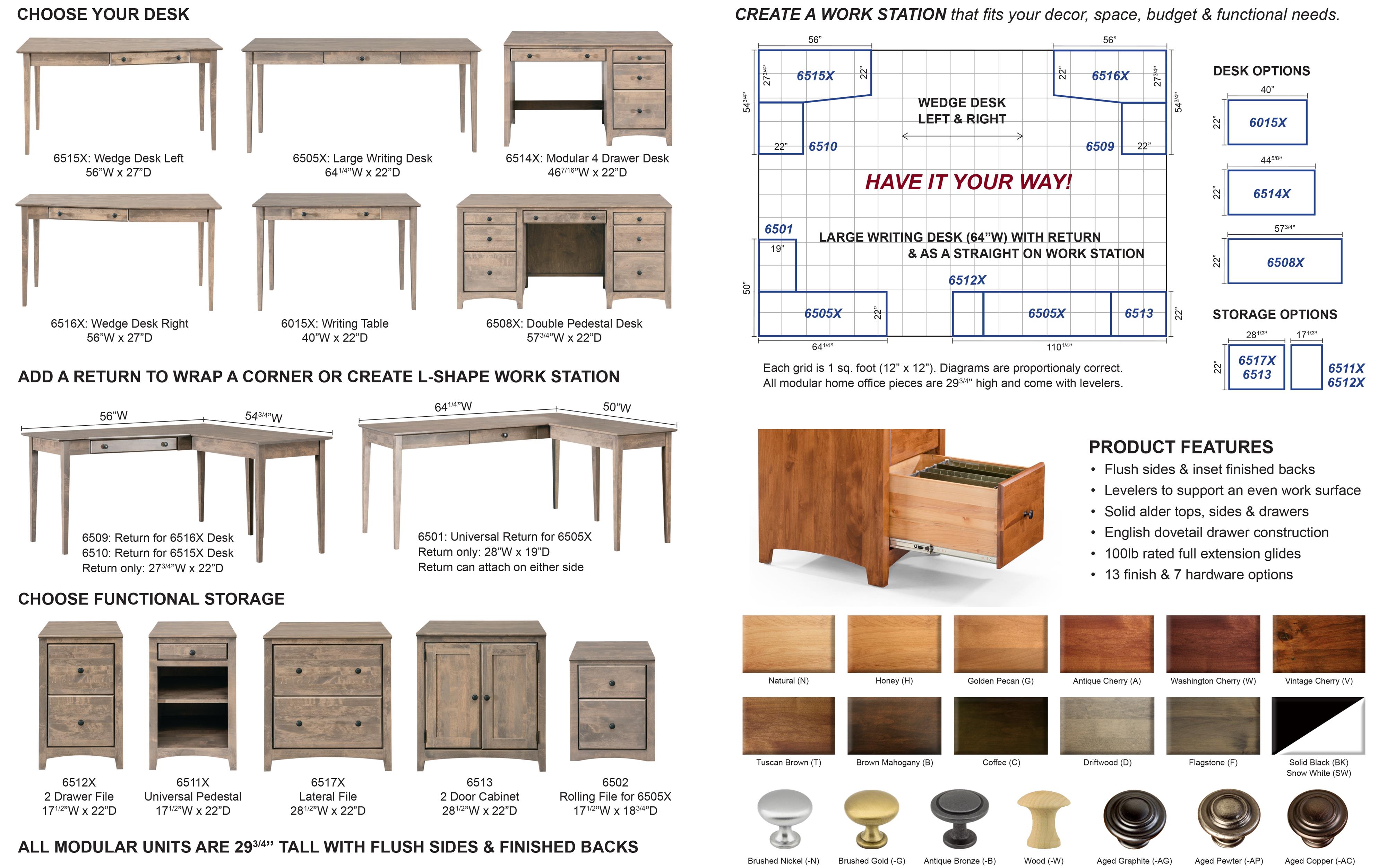 Archbold Furniture Modular Home Office 430165894 Large Writing Desk ...