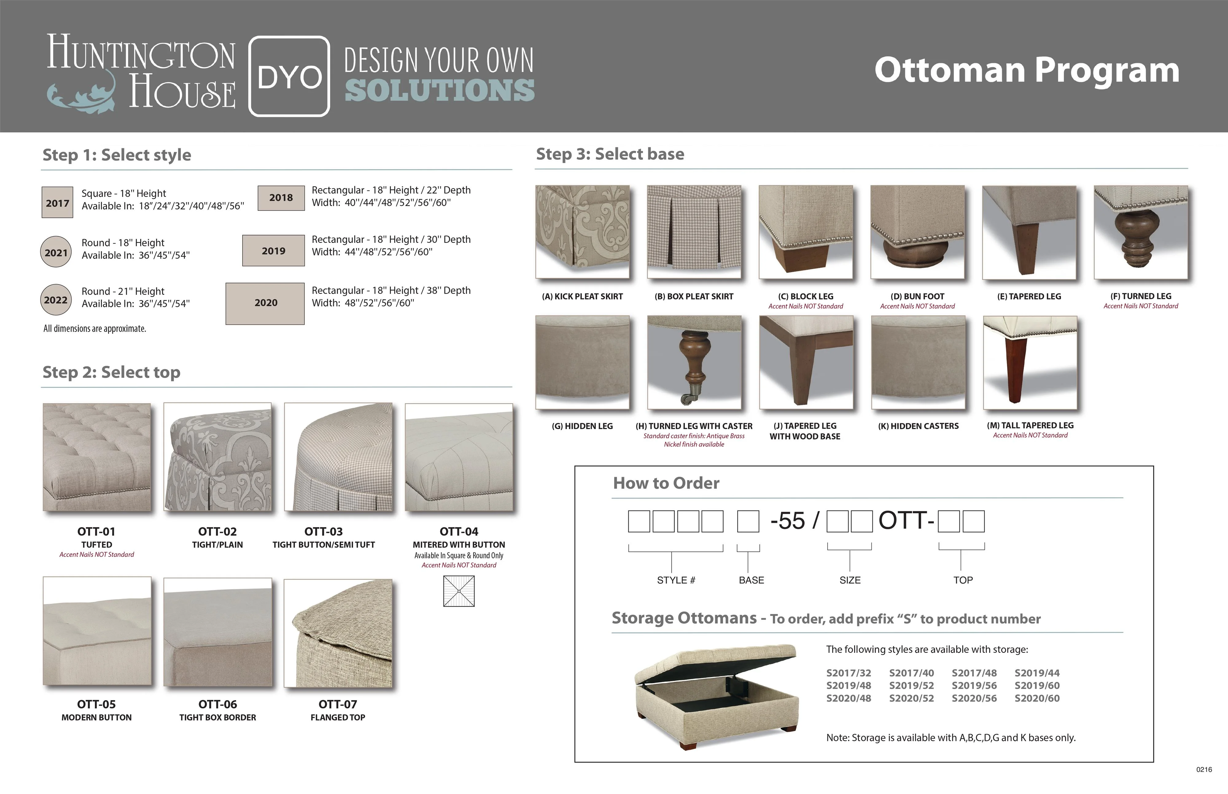 Huntington House Design Your Own Ottoman Collection 2020-55/60 Ottoman ...
