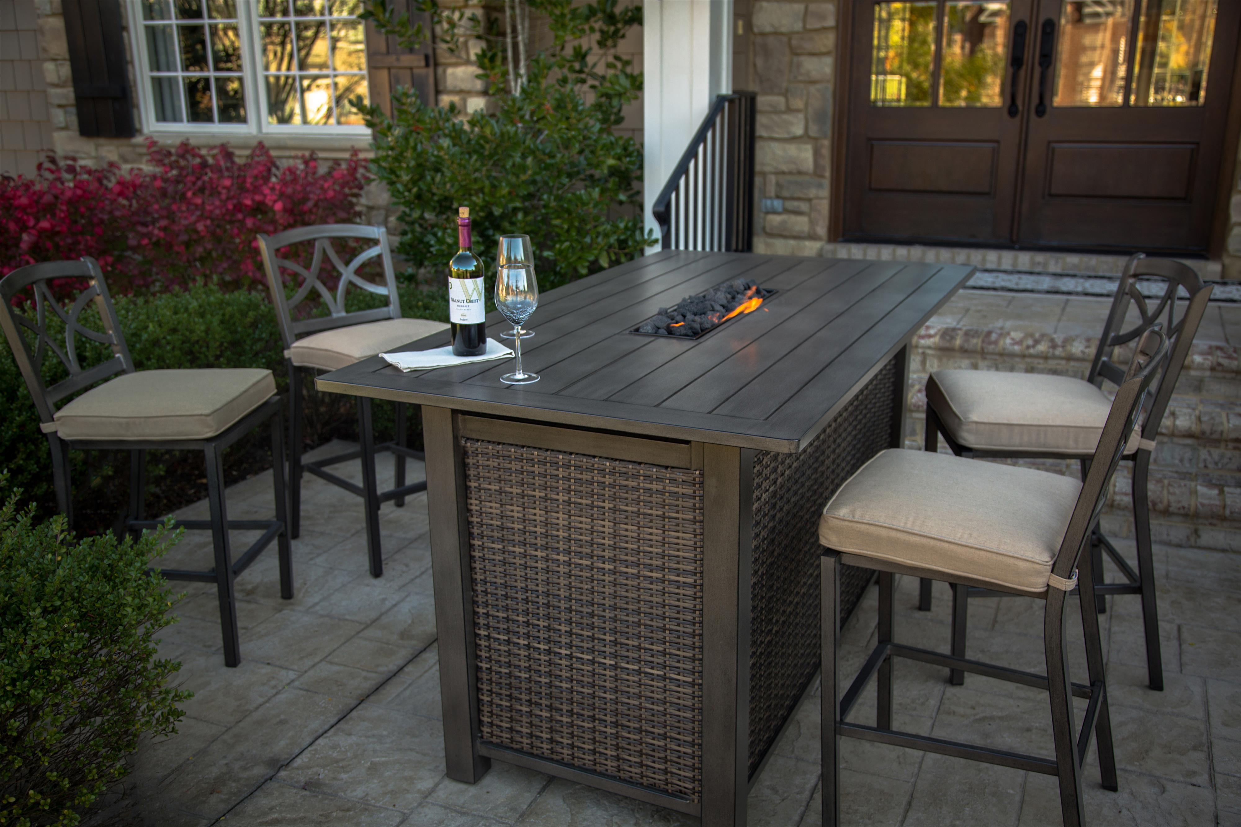Apricity Outdoor Davenport Aluminum Bar Height Fire Pit w/ Slat Top ...