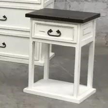 white rustic bedside table
