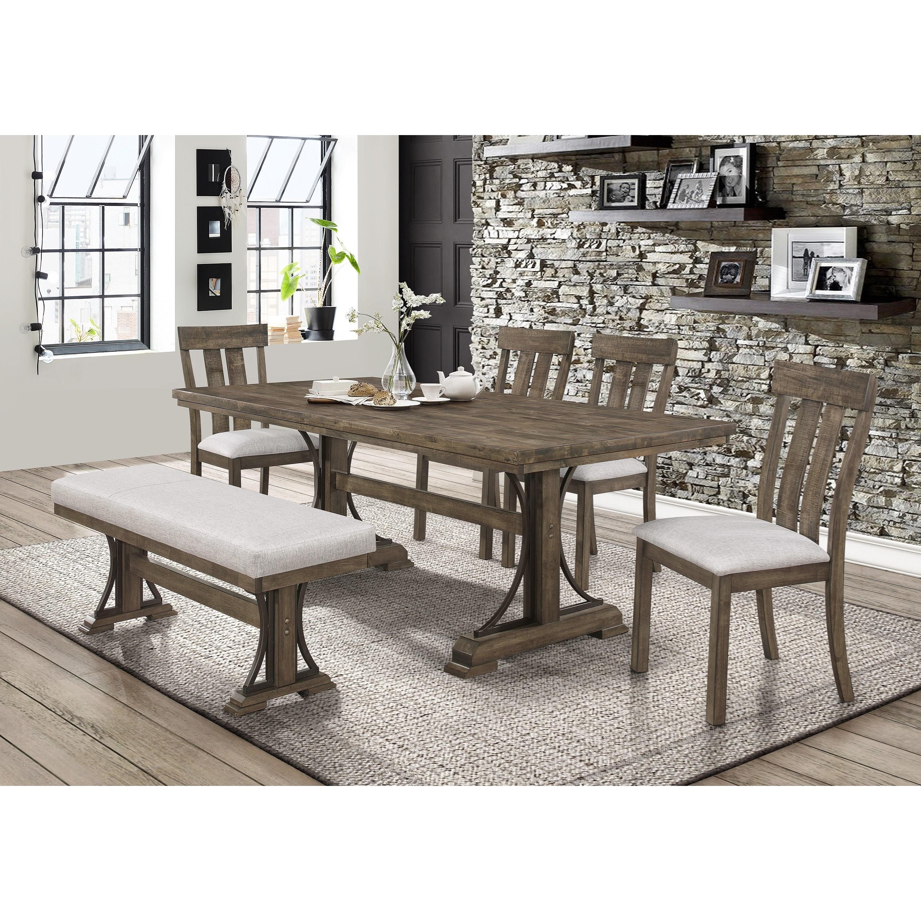 Crown Mark Quincy Dining Table with Trestle Base | Wayside Furniture ...