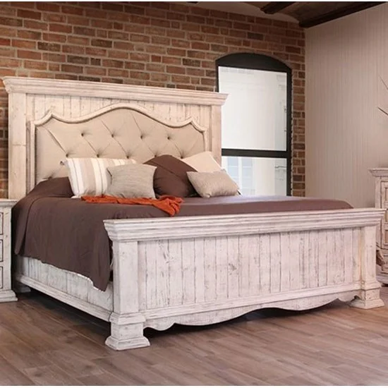 International Furniture Direct Bella IFD1011BEDEK Rustic King Panel Bed ...