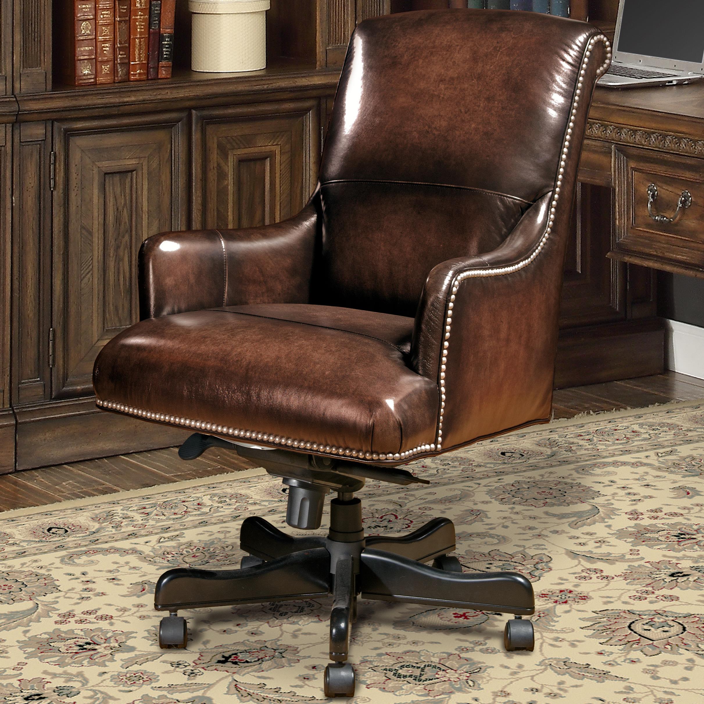 Parker House Prestige Traditional Leather Desk Chair with Nailhead Trim ...