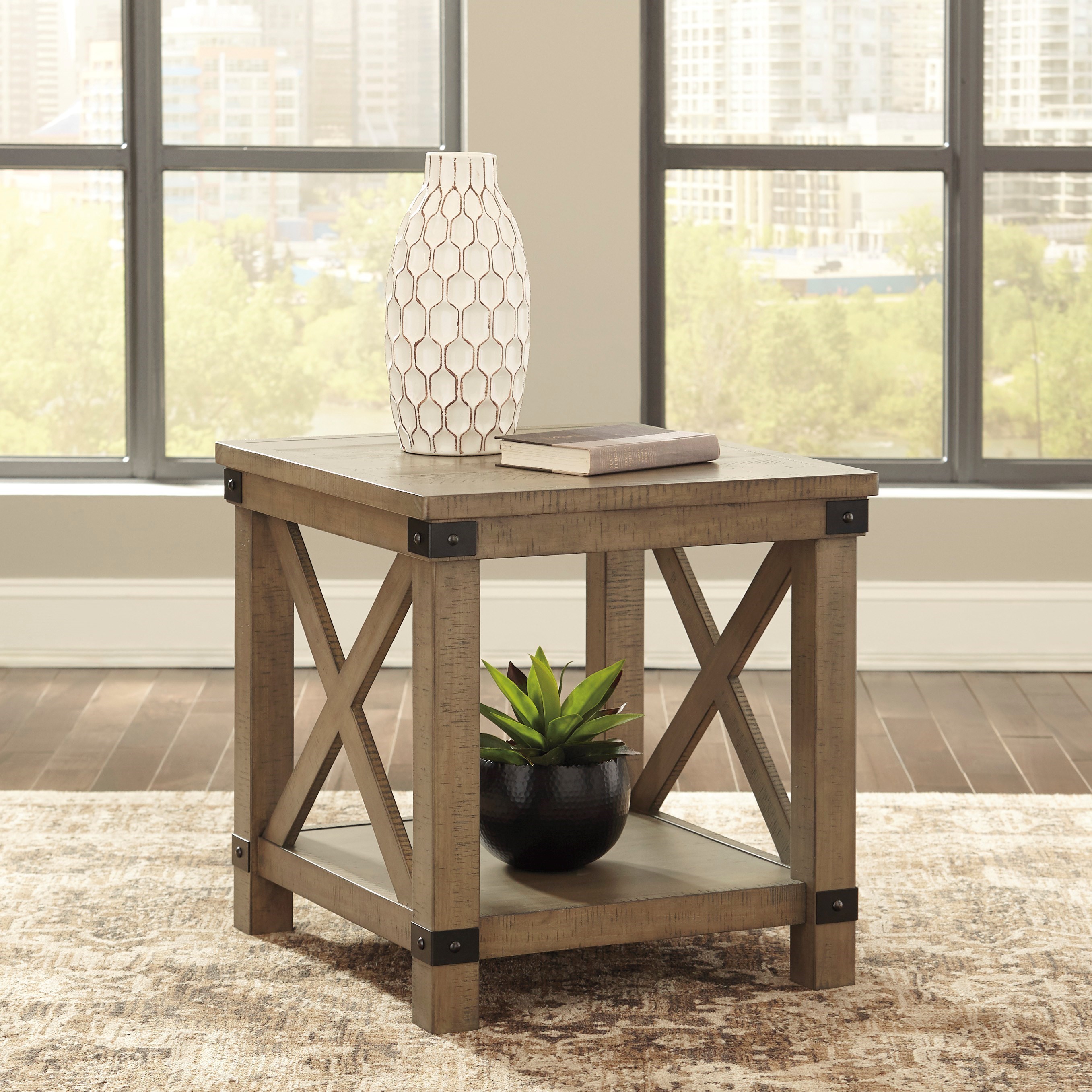 Signature Design by Ashley Aldwin Farmhouse Rectangular End Table with ...