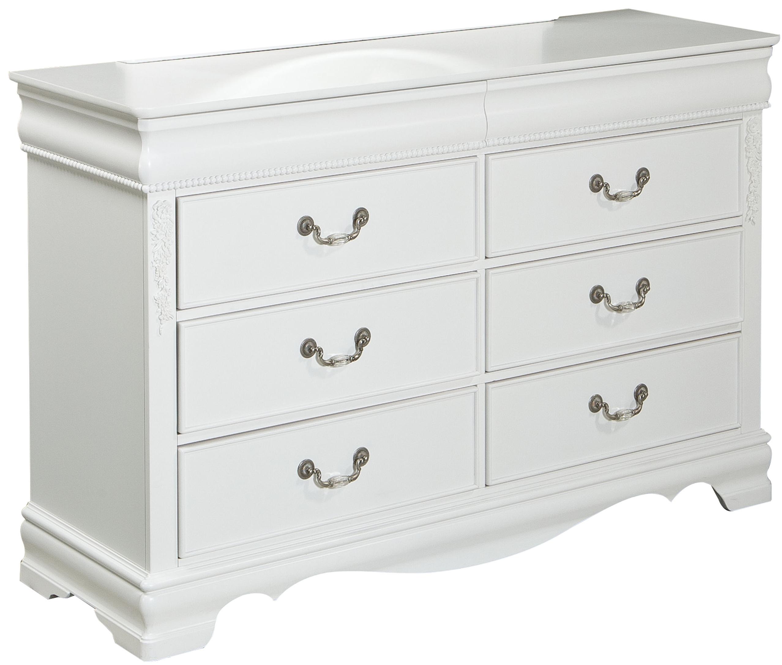 Standard Furniture Jessica Silver 93459 8 Drawer Dresser with Scrolled ...