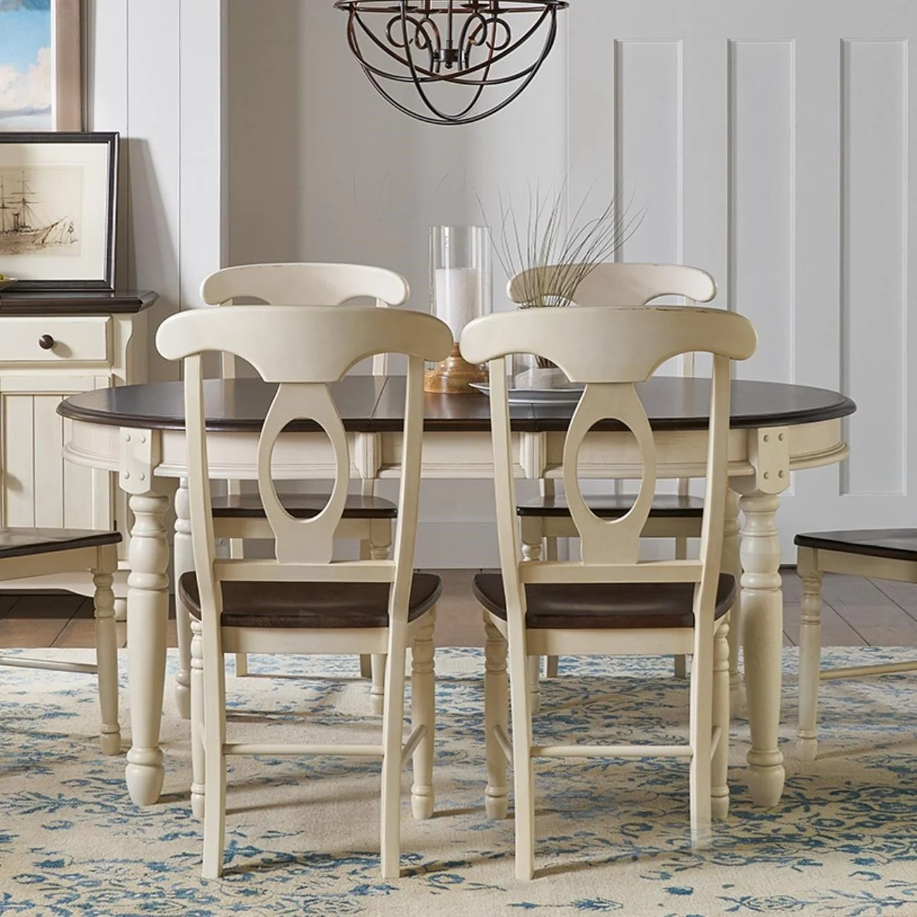 AAmerica British Isles BRICO6310 Oval Leg Dining Table with Two Leaves ...