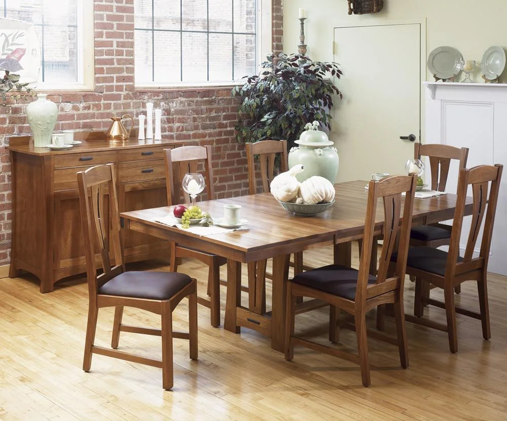 AAmerica Cattail Bungalow CATAM6300 42" x 60" Trestle Table w/ 2-18 ...