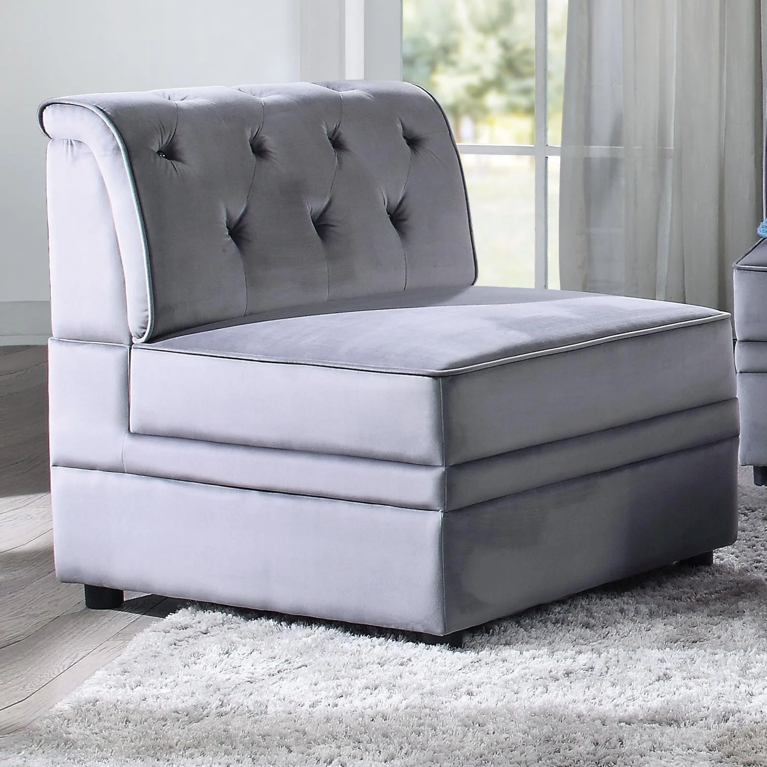 Acme Furniture Bois II 53305 Tufted Armless Chair with Faux Crystal ...