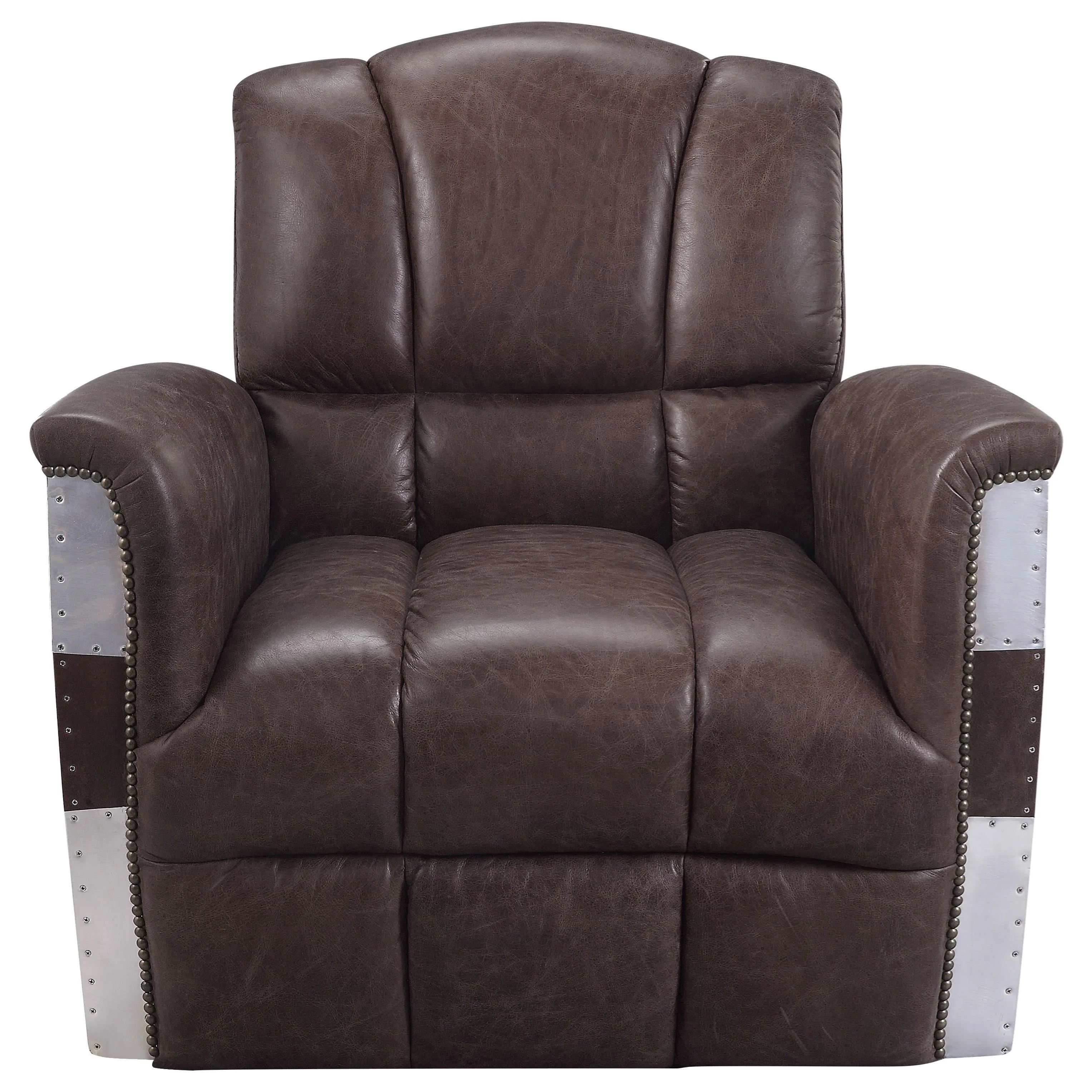 Acme Furniture Brancaster 59716 Industrial Leather Club Chair with ...