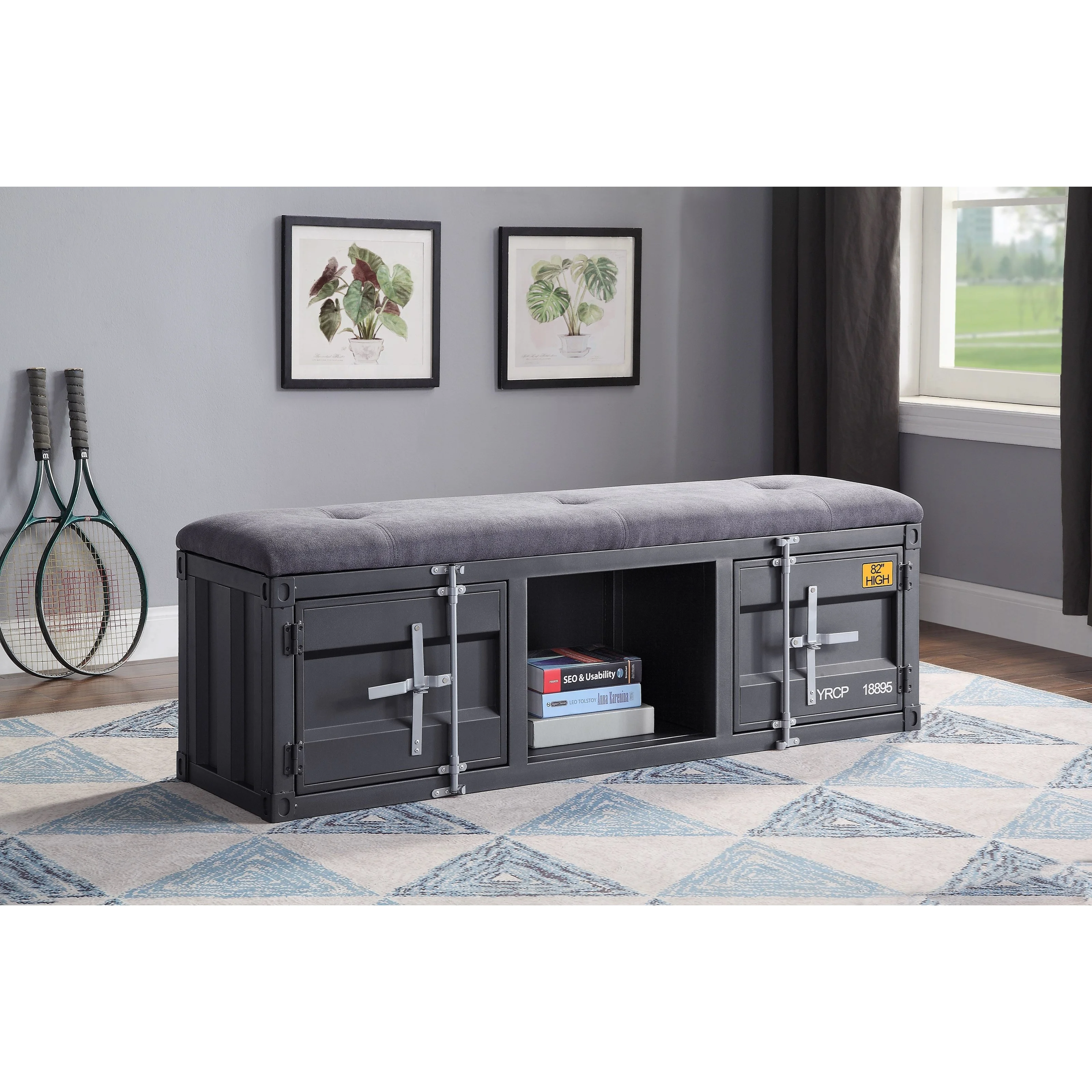 Acme Furniture Cargo 35927 Bench (Storage) with Container Style Look ...