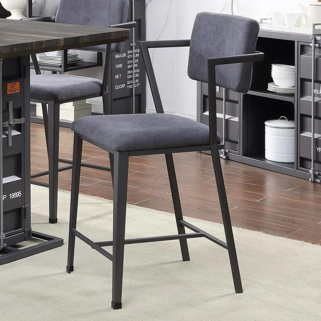 Acme Furniture Cargo 77907 Counter Height Chair with Gray Fabric | A1 ...