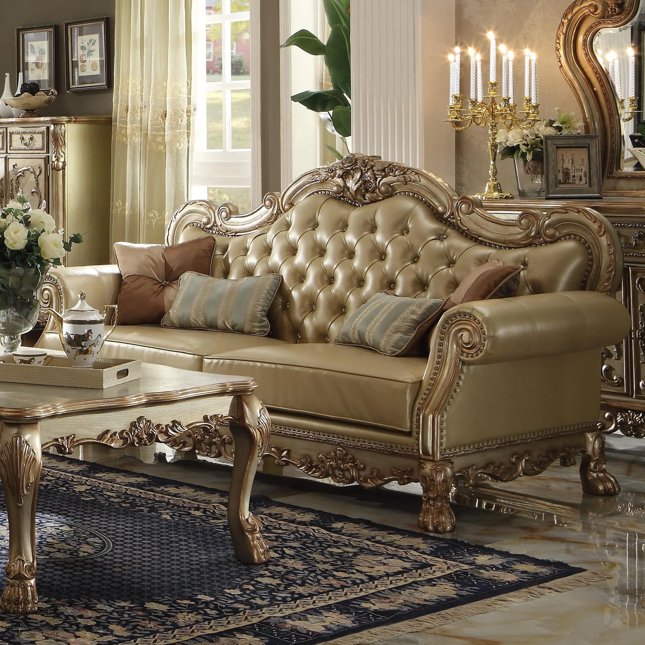 Acme Furniture Dresden 53160 Traditional European Sofa with Faux ...