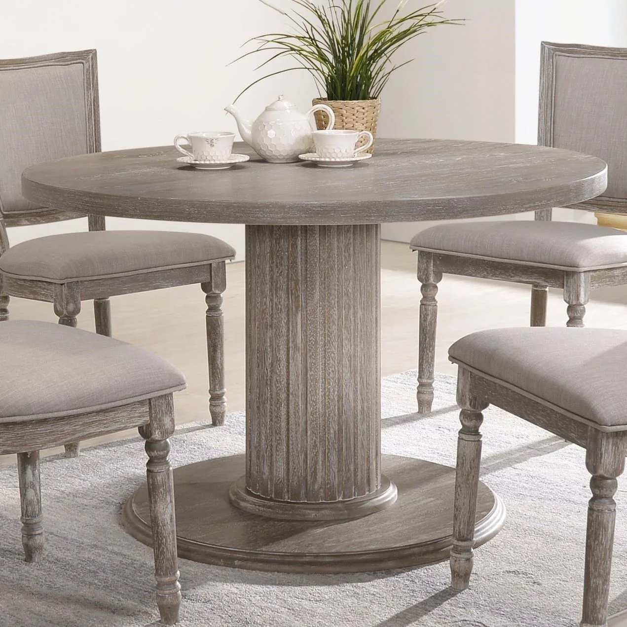 Acme Furniture Gabrian 71725 Transitional Round Pedestal Dining Table ...