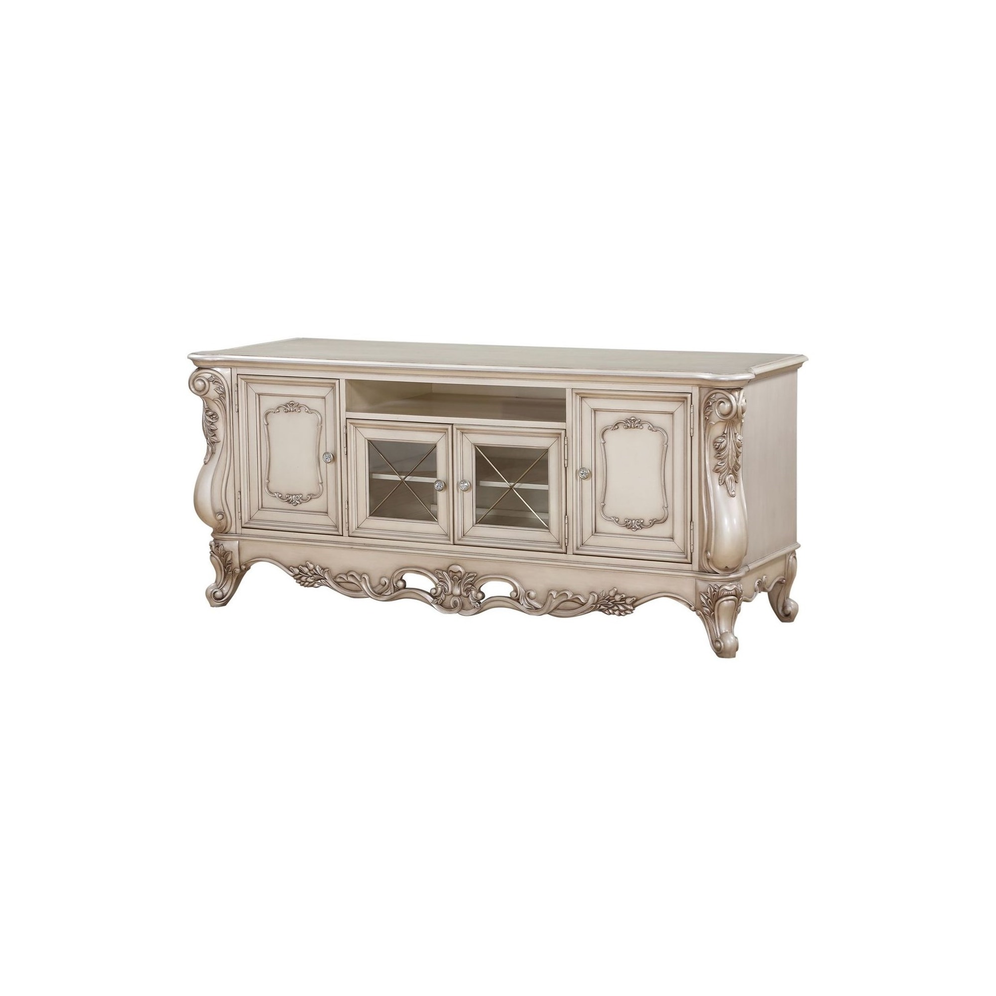 Acme Furniture Gorsedd 91443 Traditional 4-Door Antique White TV Stand ...