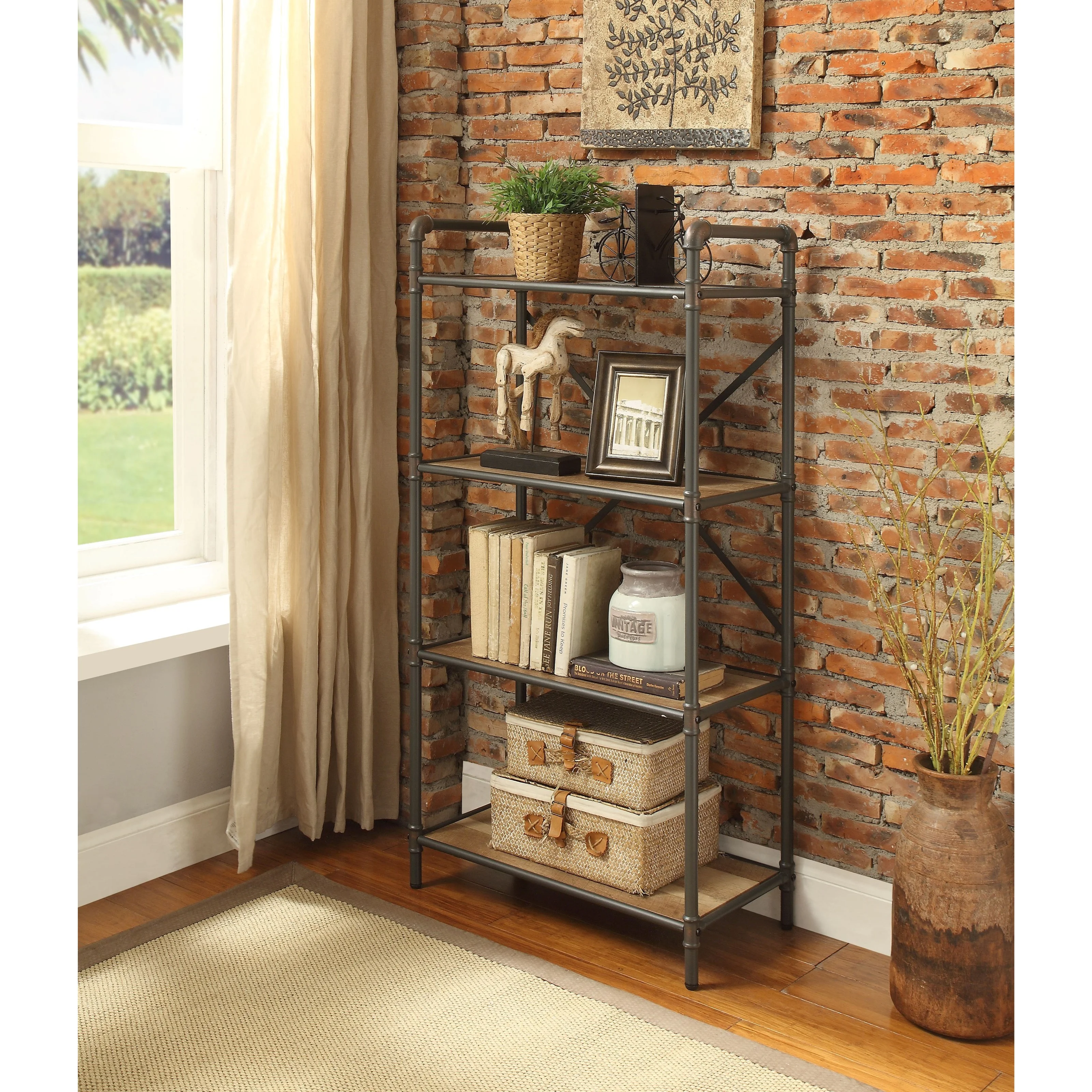 Acme Furniture Itzel 97163 Industrial Metal 4-Shelf Bookshelf | A1 ...