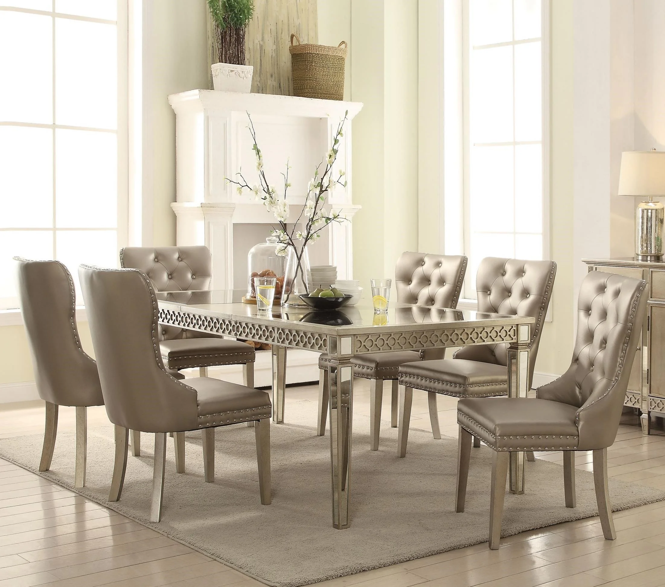 Acme Furniture Kacela 72155+6x72157 Glam Dining Set with 6 Chairs | A1 ...