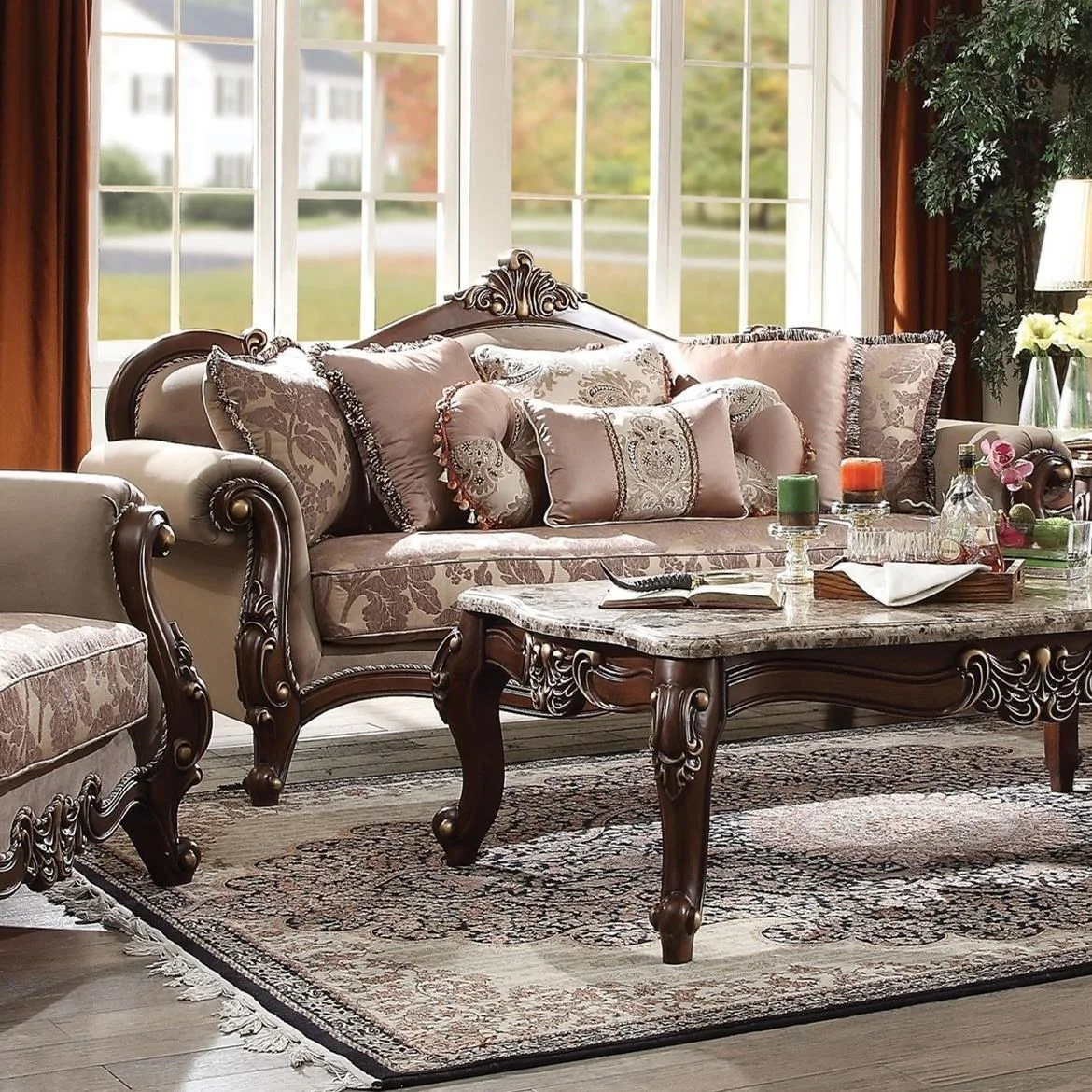 Acme Furniture Mehadi 50690 Traditional Loveseat with Rolled Arms and ...