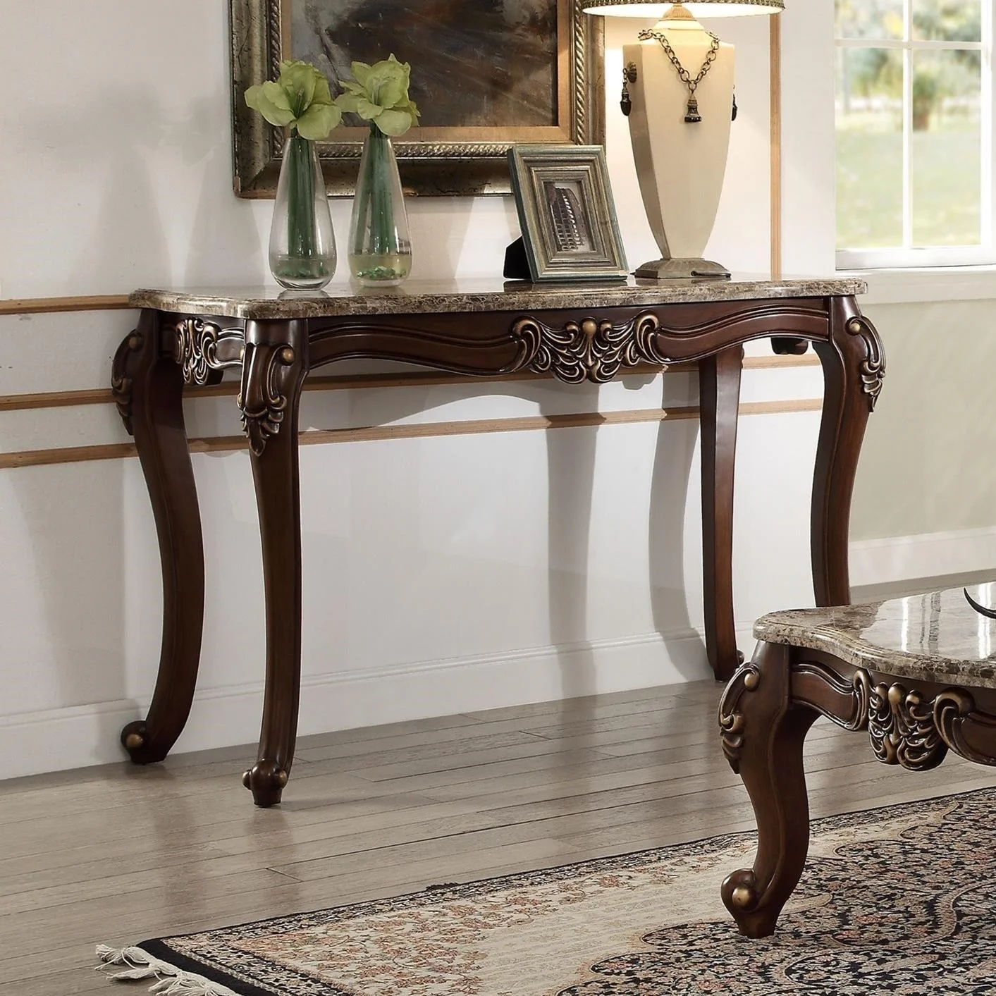 Acme Furniture Mehadi 81698 Traditional Sofa Table with Marble Top | A1 ...