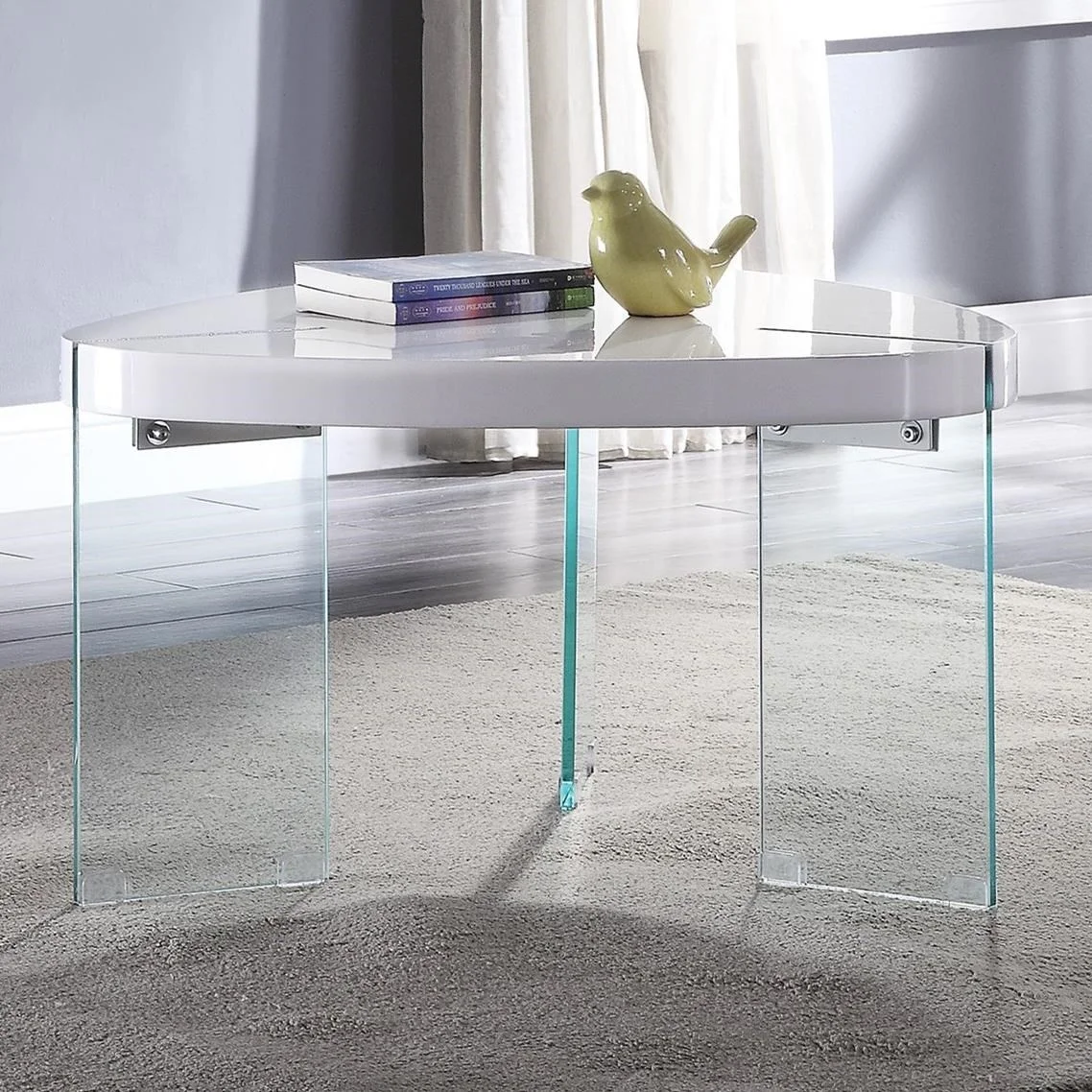 ACME Furniture Noland 84920 Contemporary Coffee Table with Glass Base ...
