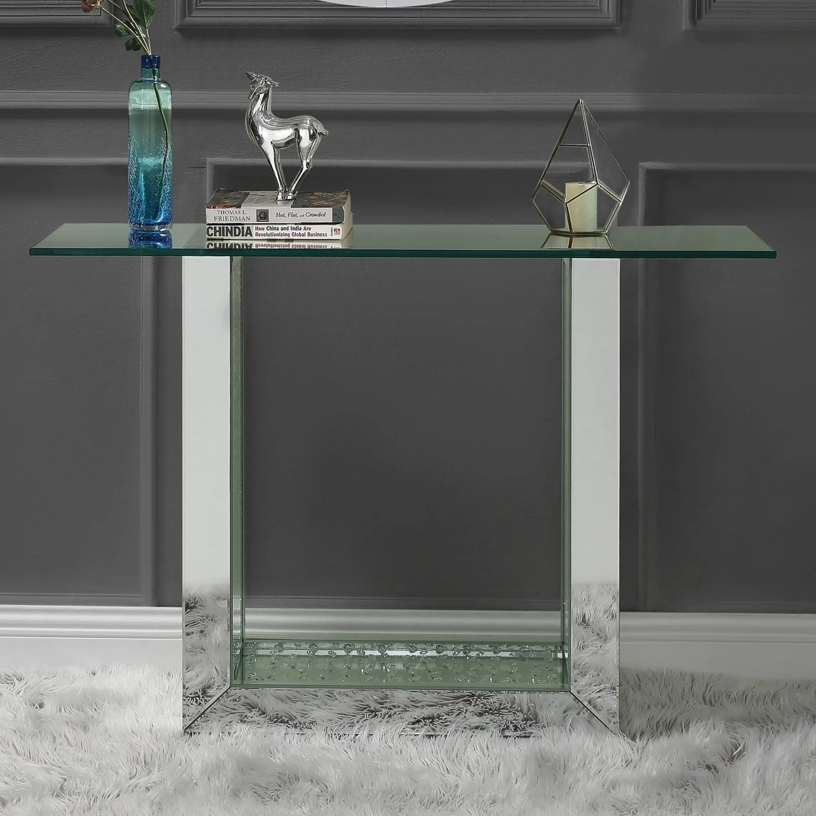 Acme Furniture Nysa 90495 Contemporary Console Table with Mirrored Top ...