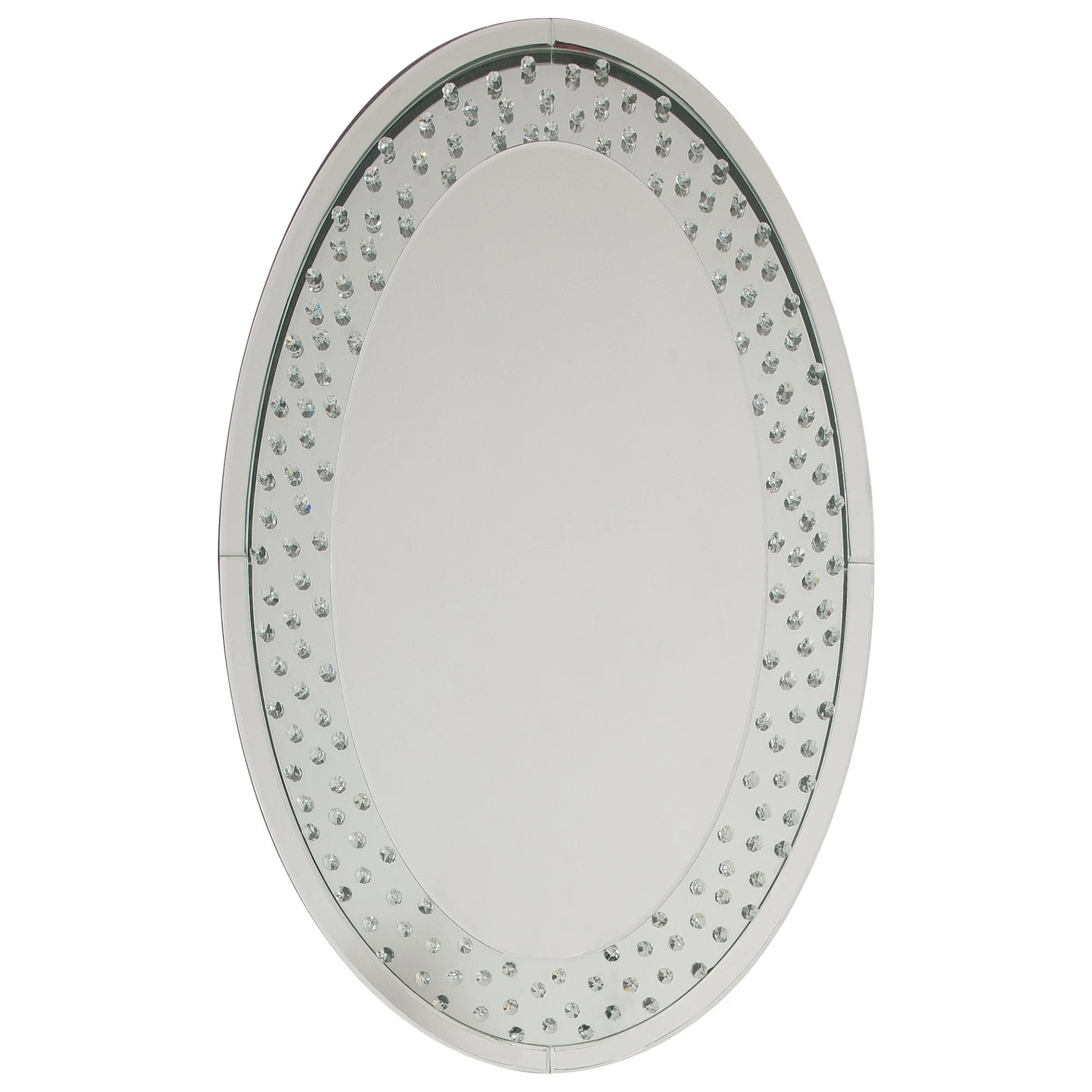 Acme Furniture Nysa 97022 Oval Glam Wall Mirror with Faux Crystal Inlay ...