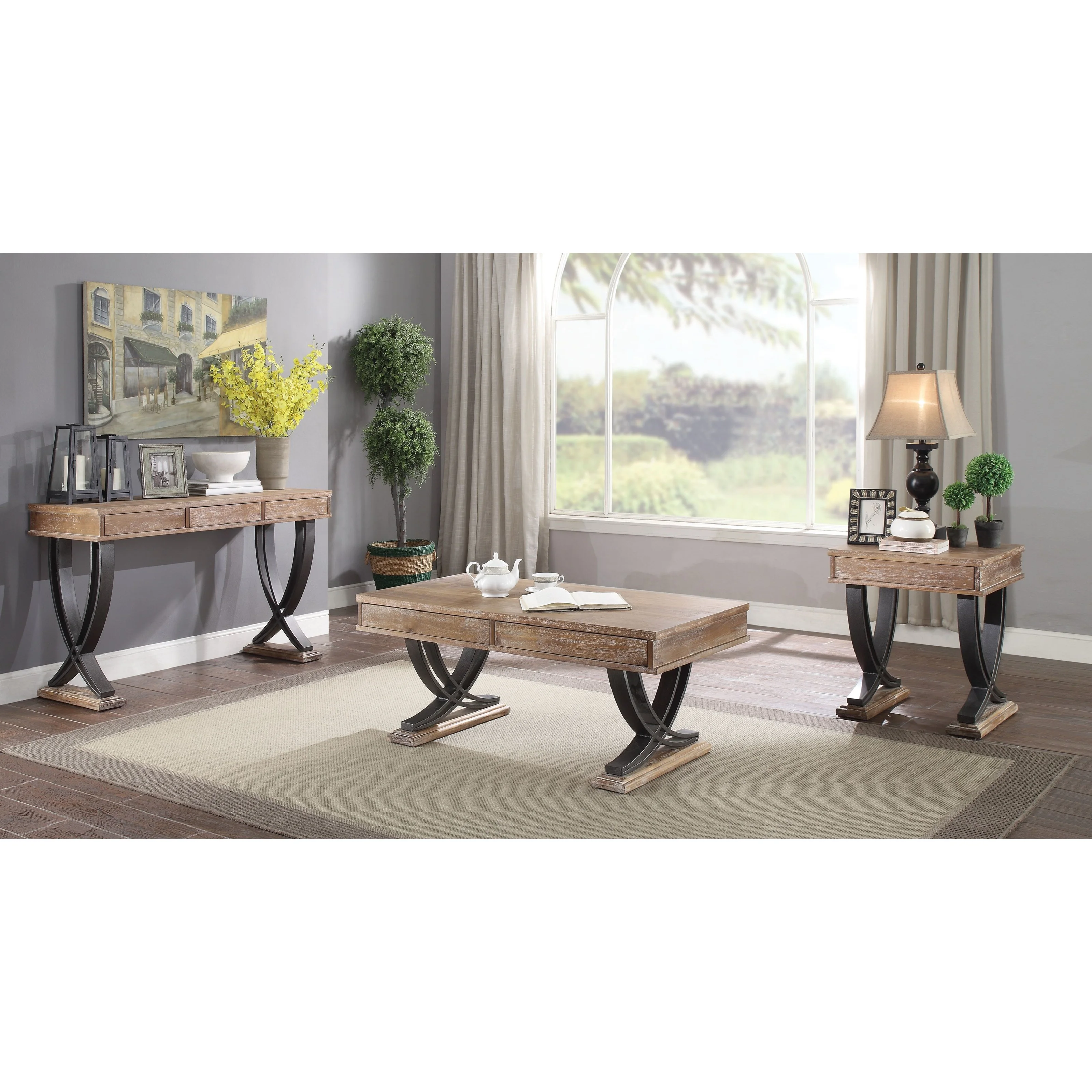 ACME Furniture Pellio 83055 Rustic Coffee Table with 2 Drawers | Reeds ...