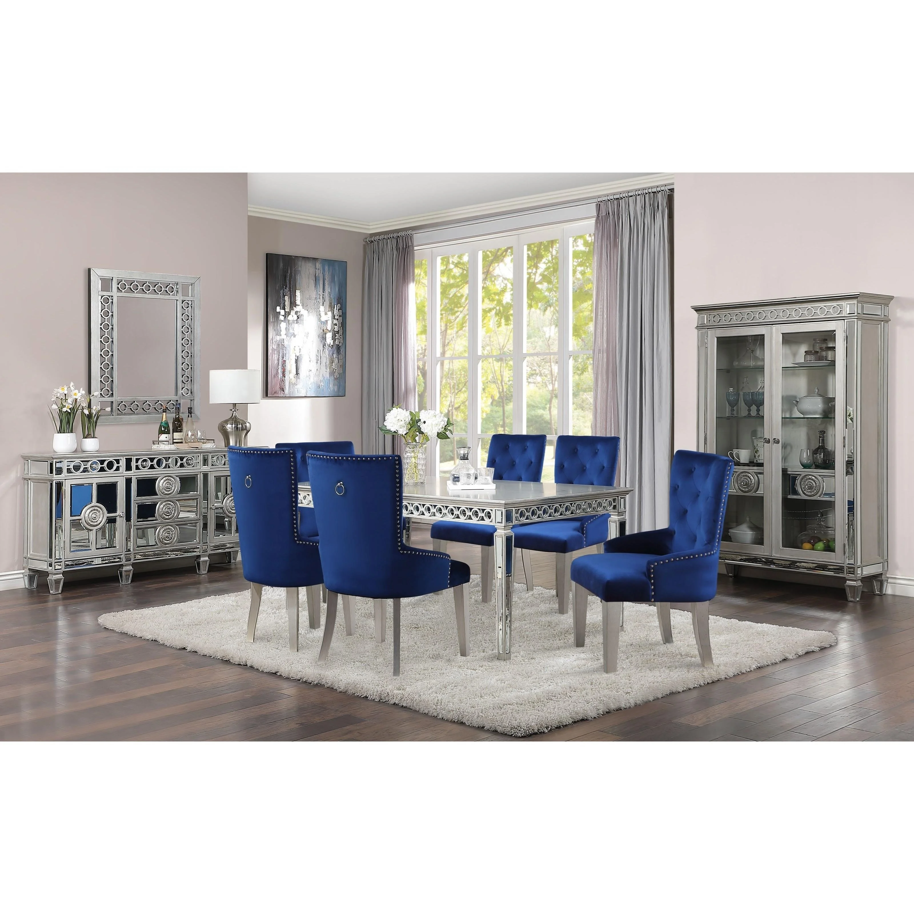 Acme Furniture Varian 66166 Glam Curio Cabinet with 2 Drawers | Del Sol ...