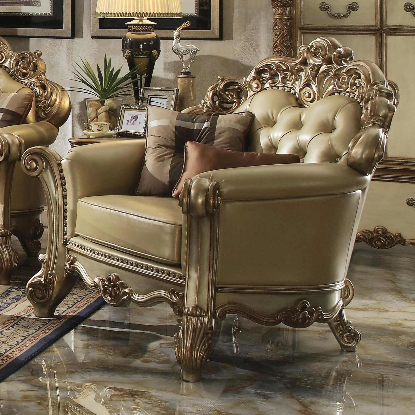 Acme Furniture Vendome 53002 Upholstered Chair with 1 Pillow and ...