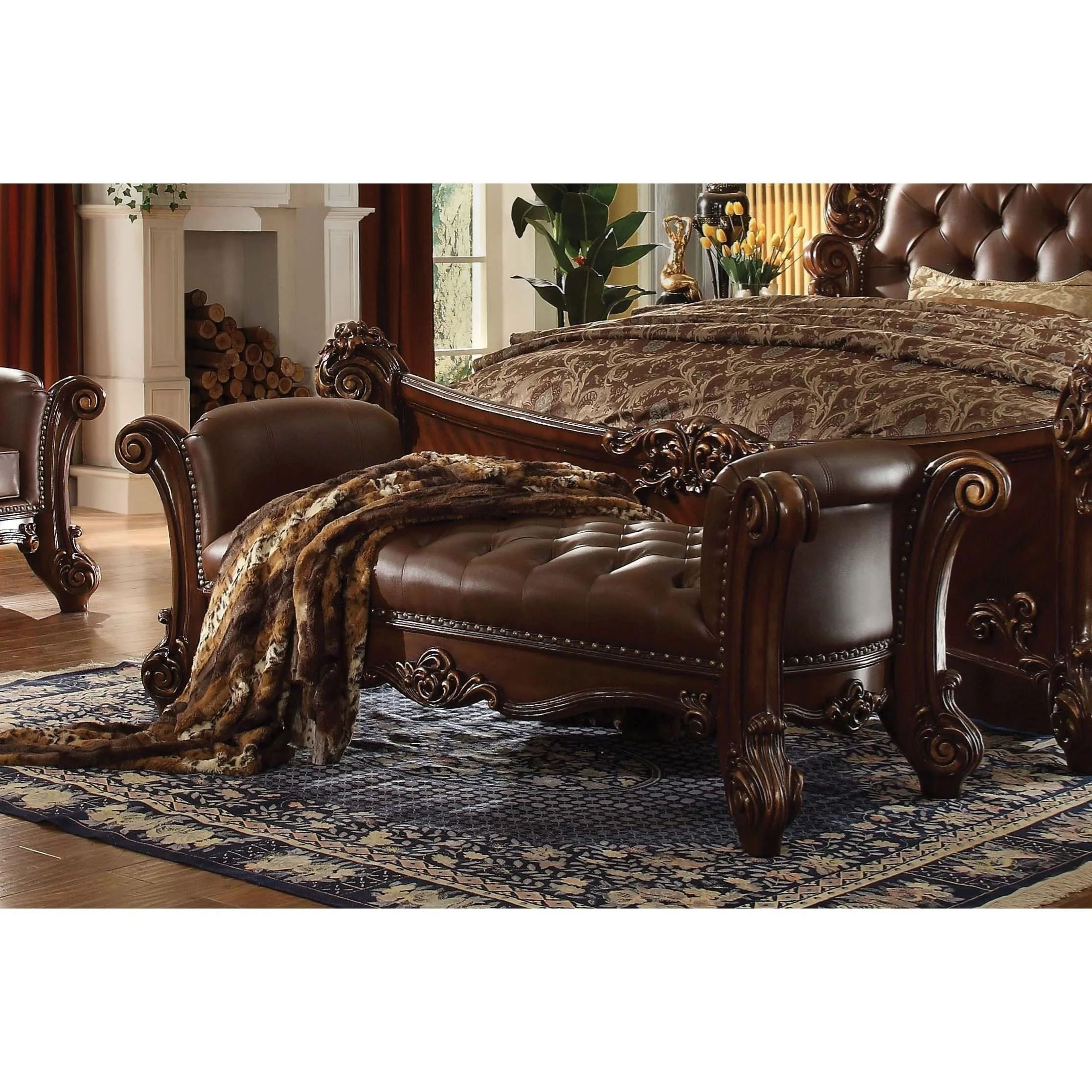 Acme Furniture Vendome 96490 Traditional Button Tufted Bench with ...