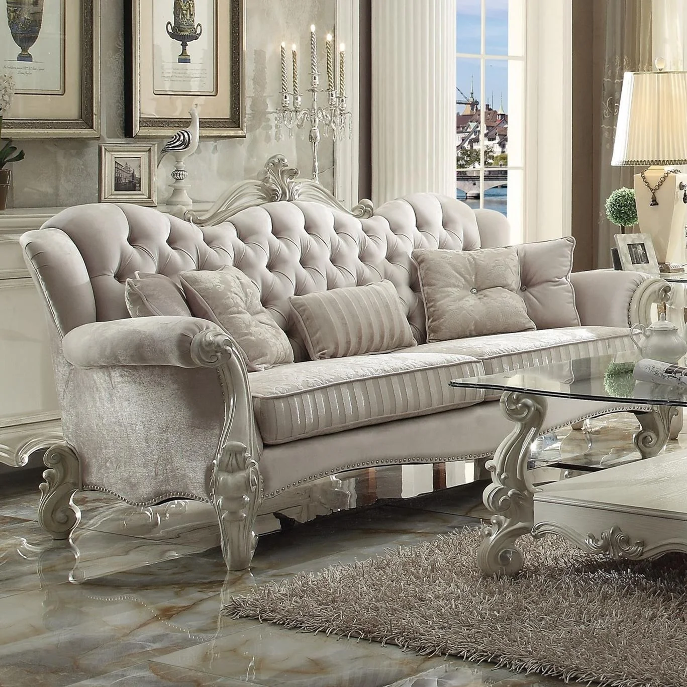 Acme Furniture Versailles 52105 Sofa w/5 Pillows | Del Sol Furniture ...