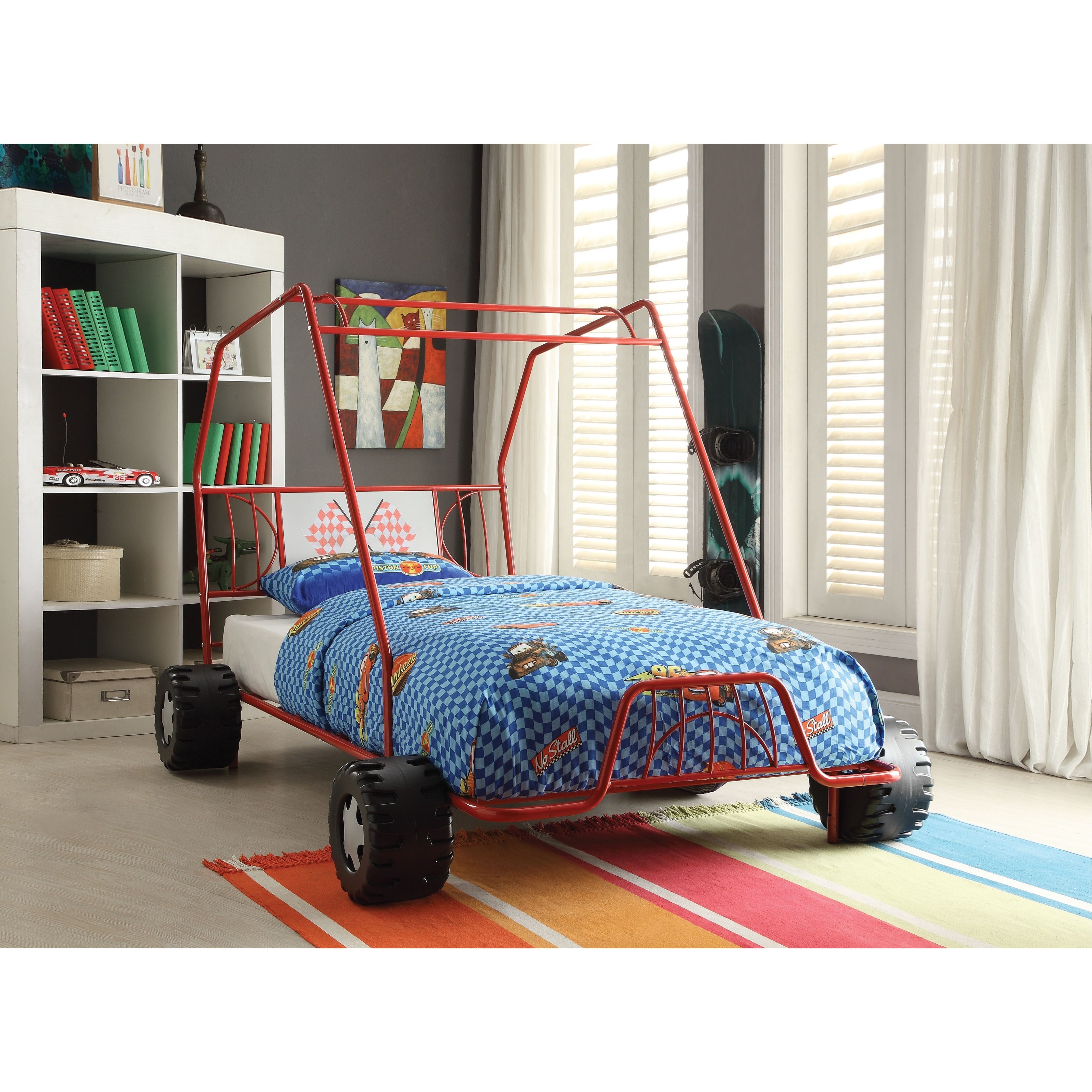 Acme Furniture Xander 37645T Metal Go Kart Twin Bed Z R Furniture Canopy Beds