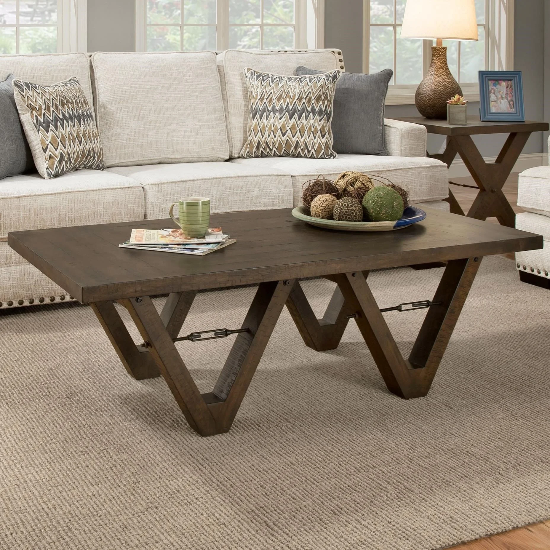 Albany 128 0128-COF-DISWAL Coffee Table with Metal Accents | Furniture ...