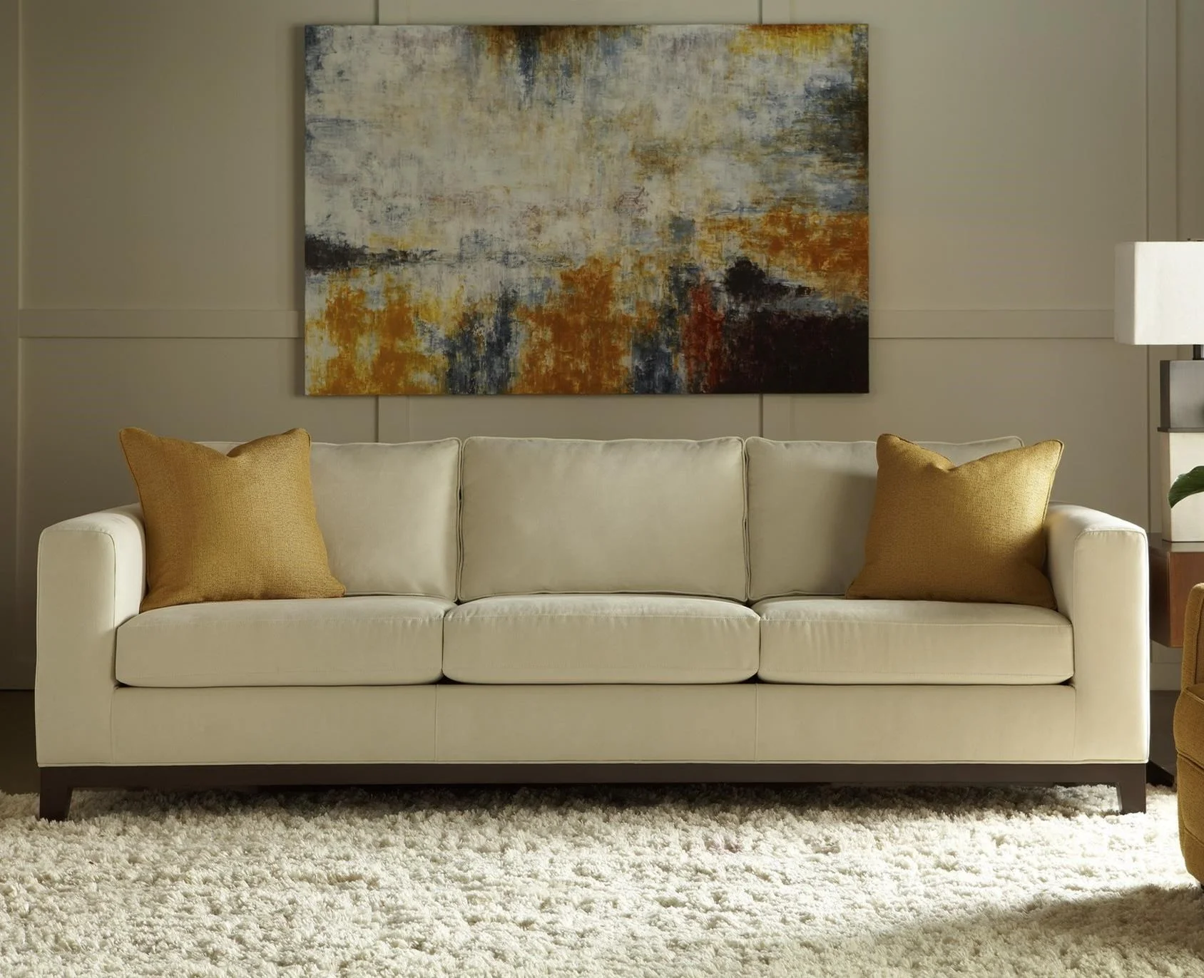 American Leather Brooke BRK-SO3-ST Contemporary 96" Sofa with Exposed ...