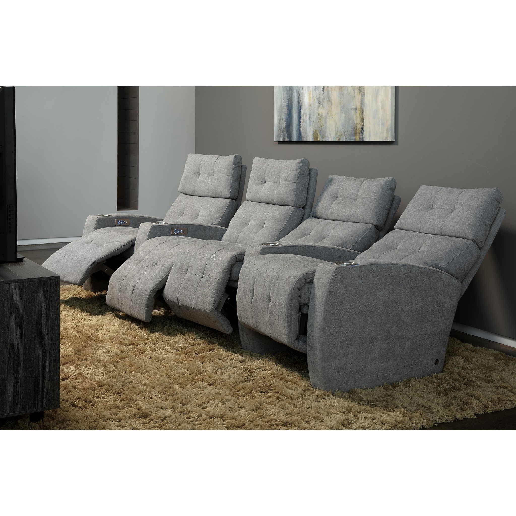 American Leather Dean DEE-REC-RA+3xLA Gray Contemporary Power Reclining ...