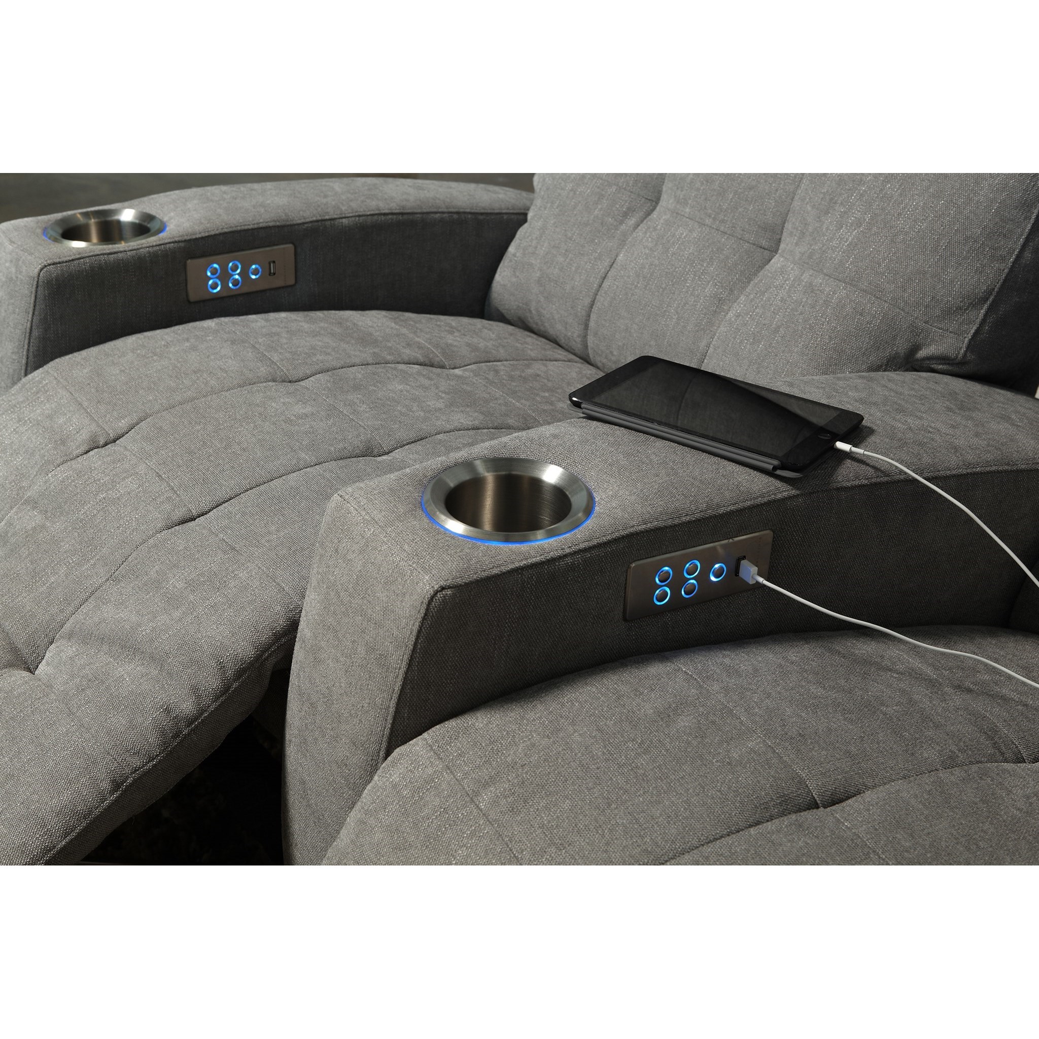 American Leather Dean DEE-REC-RA+3xLA Gray Contemporary Power Reclining ...