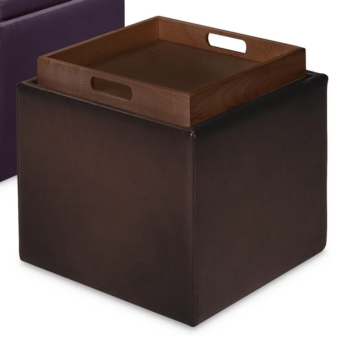 American Leather Uno UNO-OTO-18 Square Storage Ottoman with Tray ...