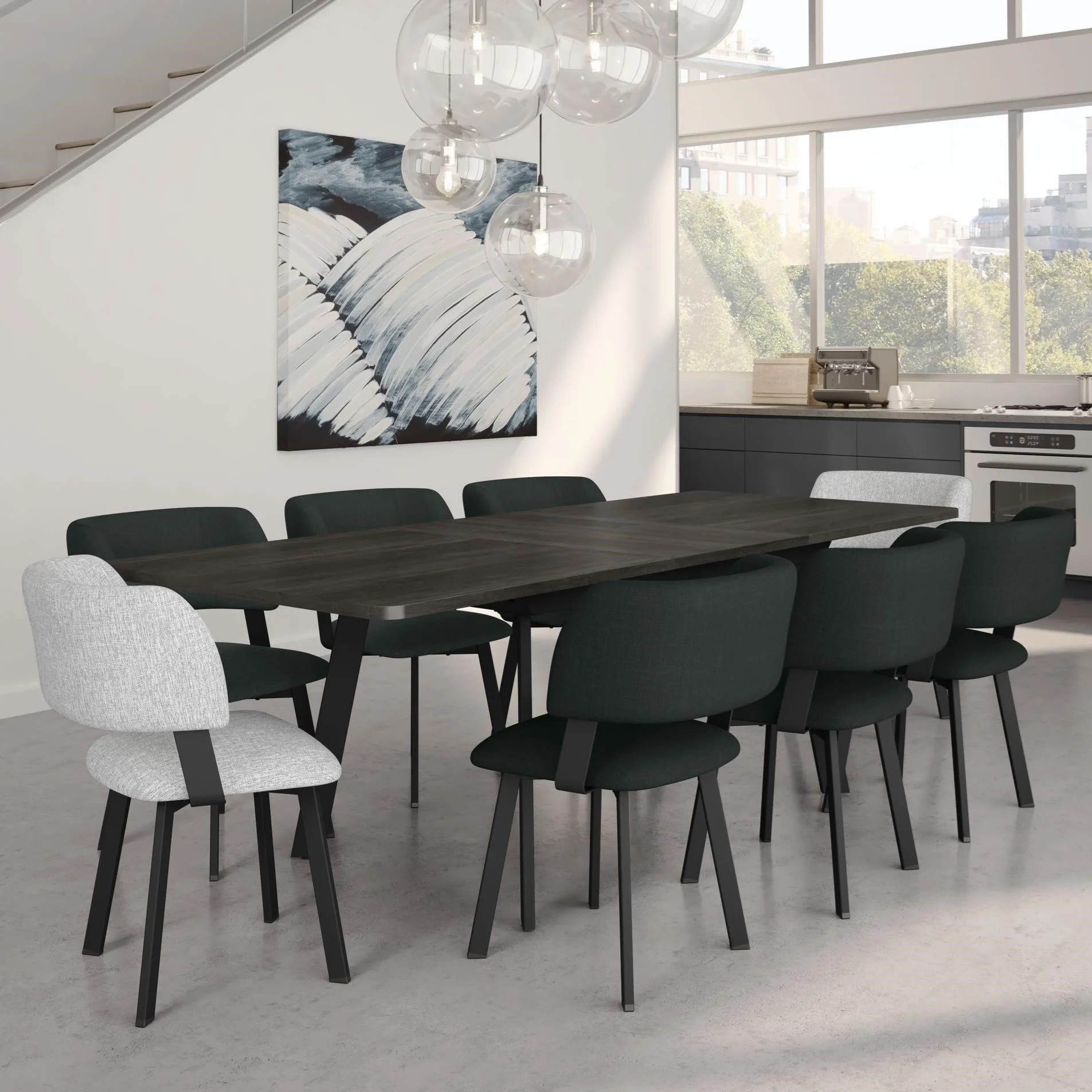 Amisco Urban 30535x6+30535x2 Customizable Hendrick Extendable Table Set ...
