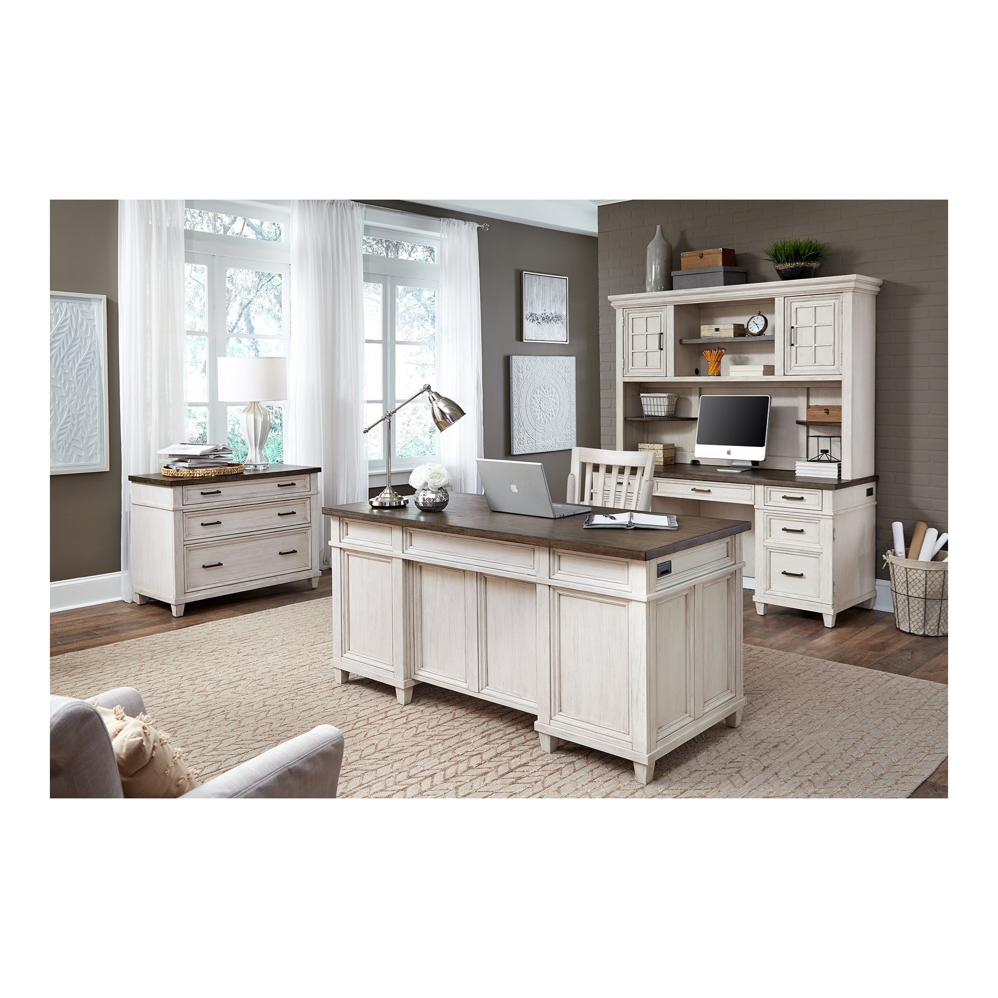 Aspenhome Caraway 248303935 Farmhouse Executive Desk with Drop Front ...