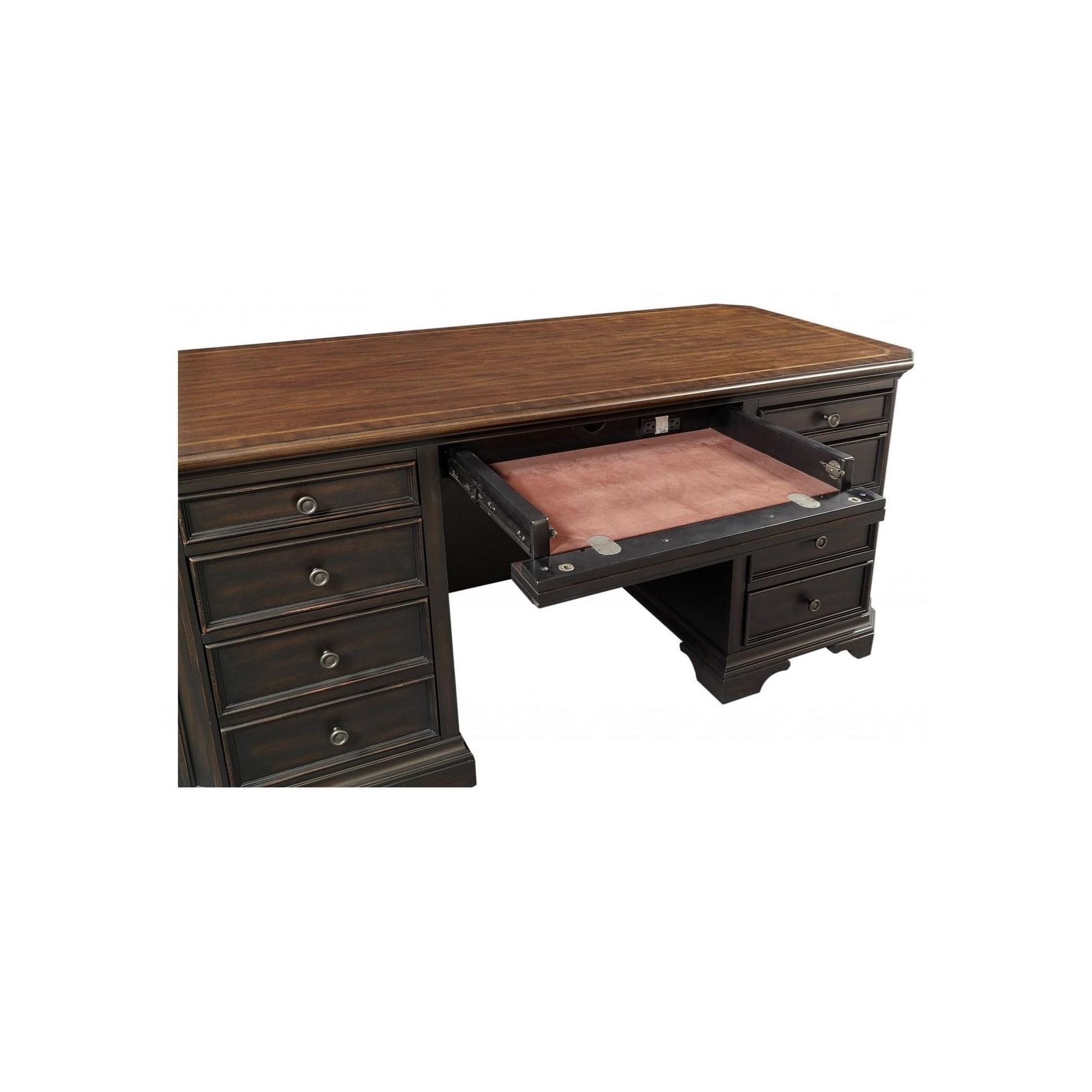 Aspenhome Hampton I242-303 Transitional 8-Drawer 66" Executive Desk ...