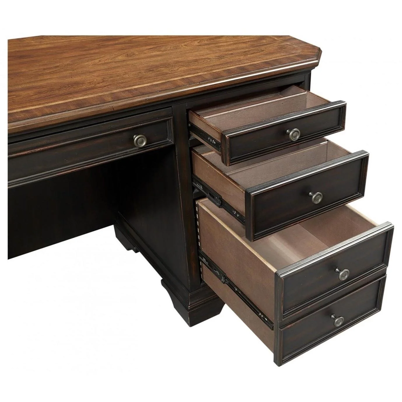 Aspenhome Hampton 242316191 Transitional 8-Drawer Credenza Desk with ...